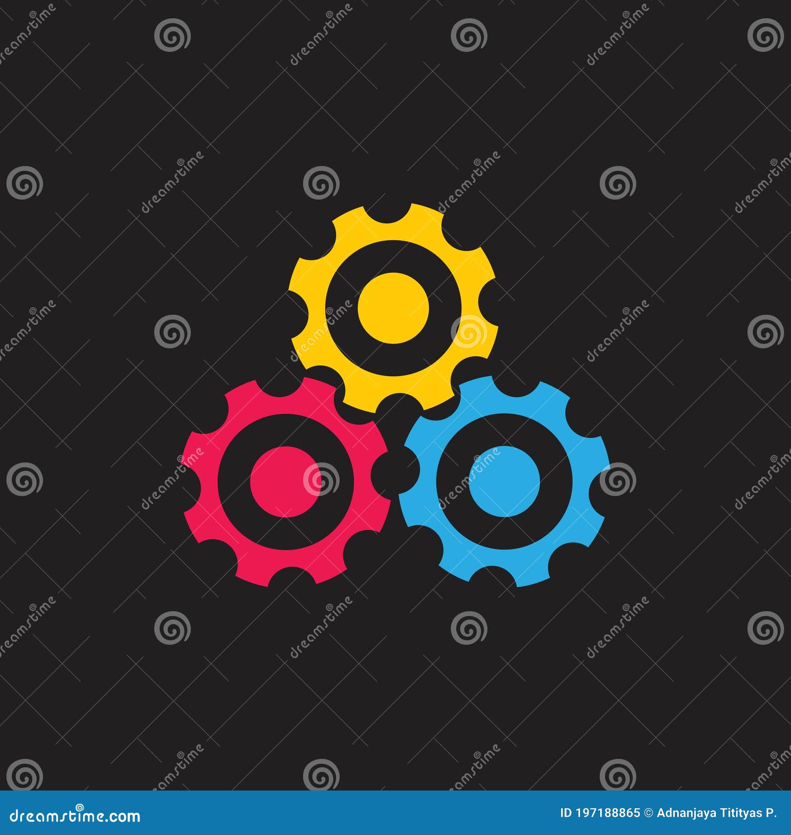 Cute Three Colorful Cog Dots Machine Symbol Logo Vector Stock Vector ...