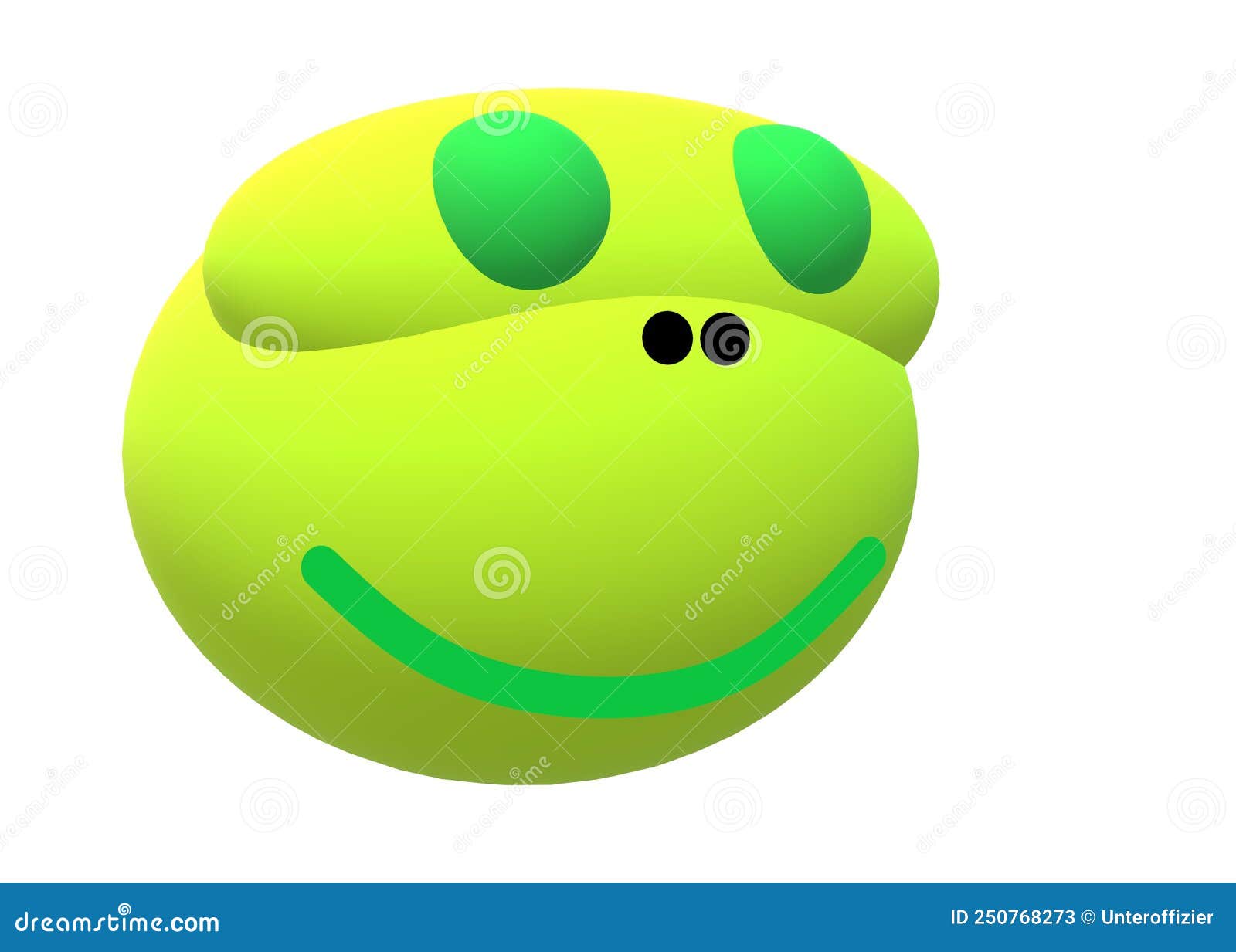 A Cute Three Dimensional Head of a Lime Green Cartoon Monster Smiling ...