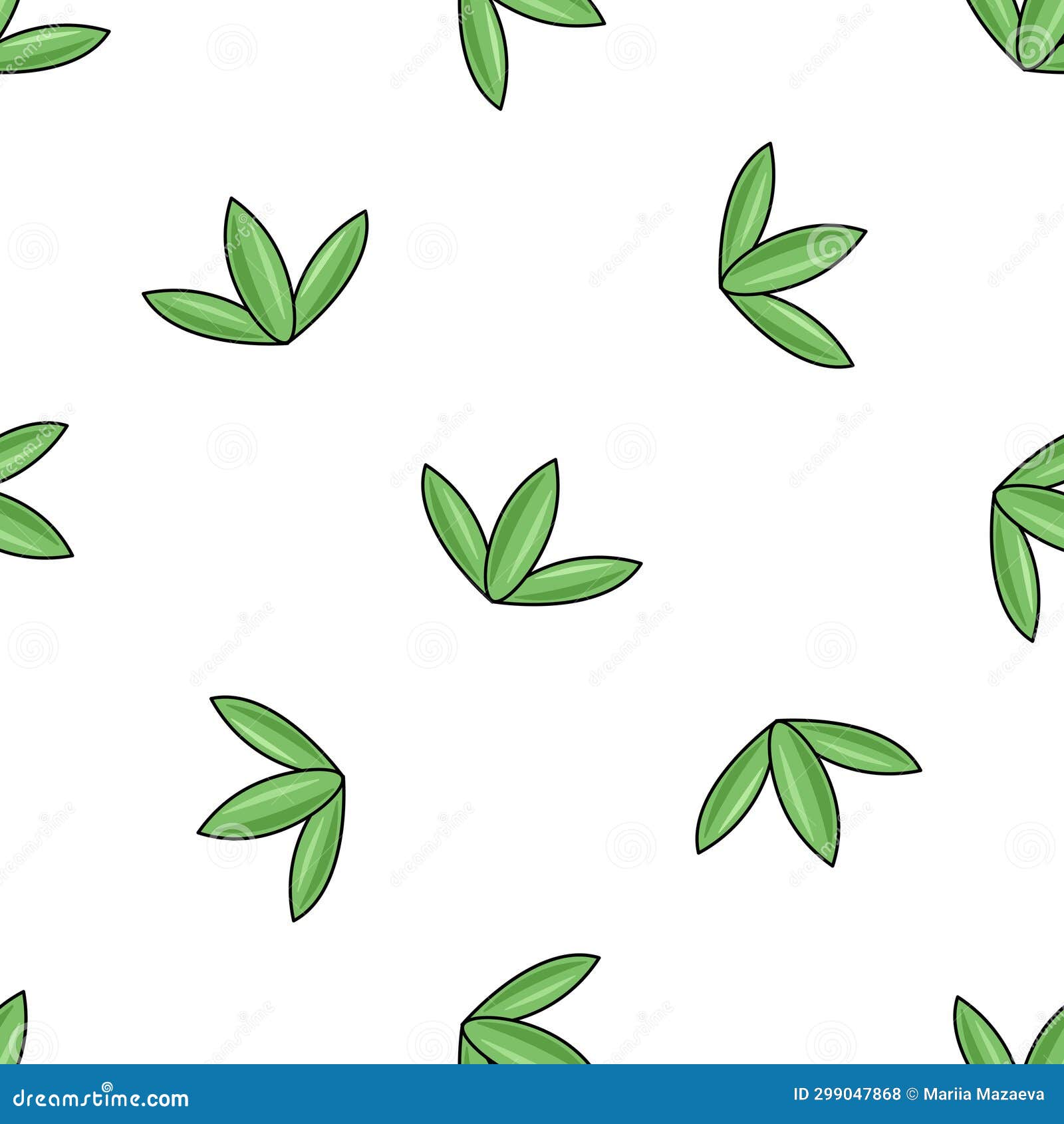 Cute Three Leaves Seamless Pattern. Vector Illustration Stock ...