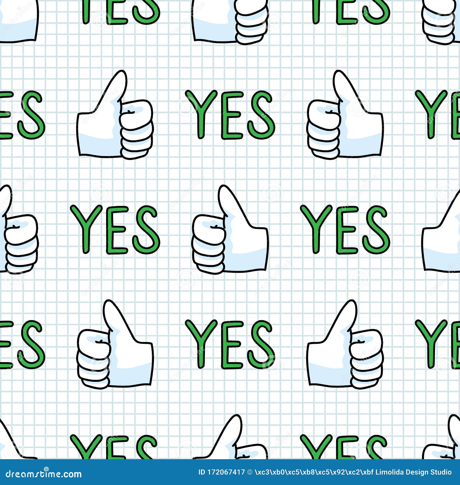 Cute Thumbs Up Hand Symbol Seamless Vector Pattern. Hand Drawn ...