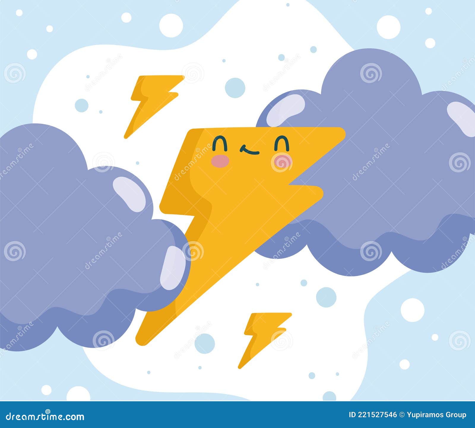 Cute Thunderbolt and Clouds Stock Vector - Illustration of thunderbolt ...