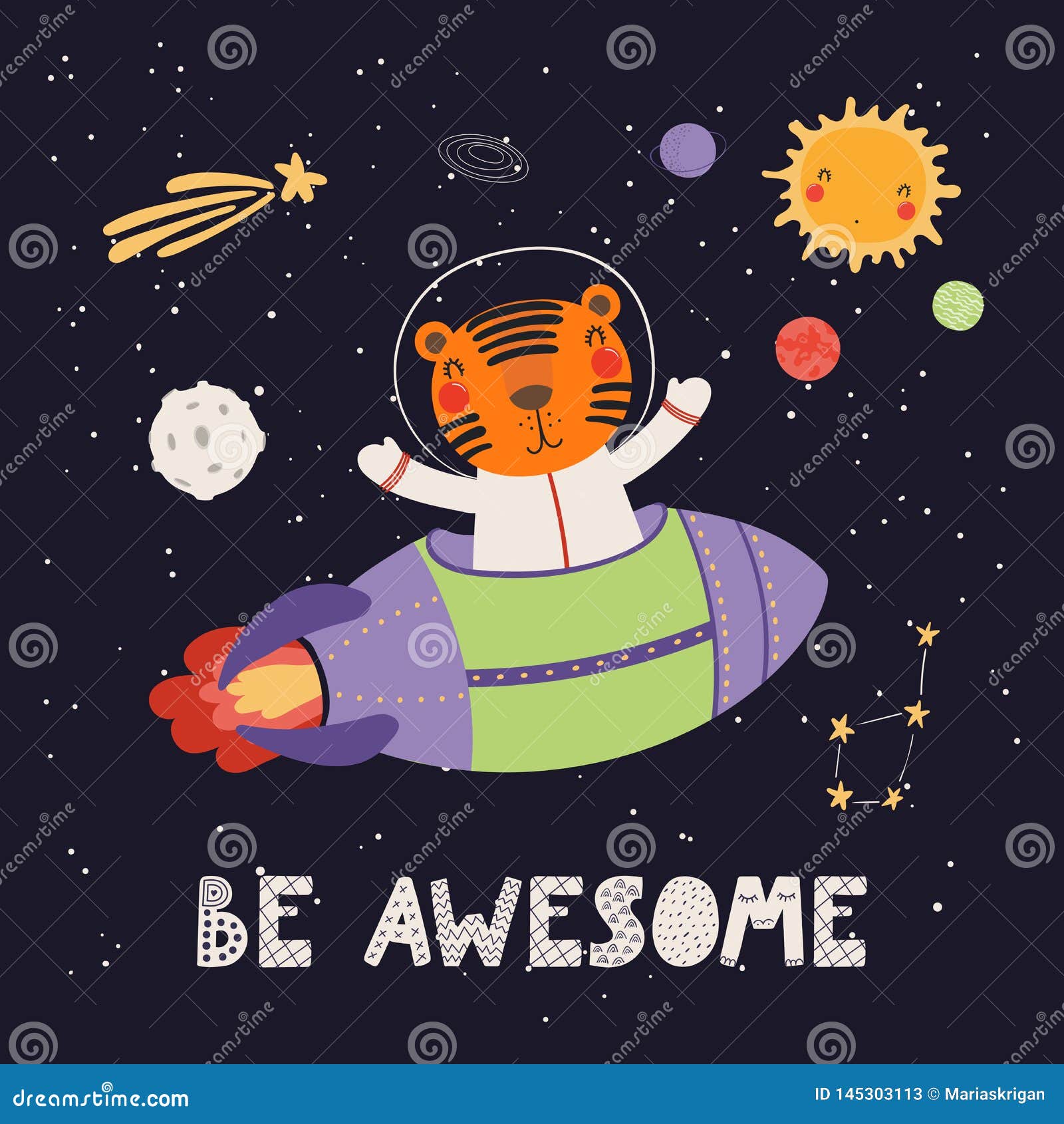 Tiger Astronaut Cartoon Vector | CartoonDealer.com #4010263