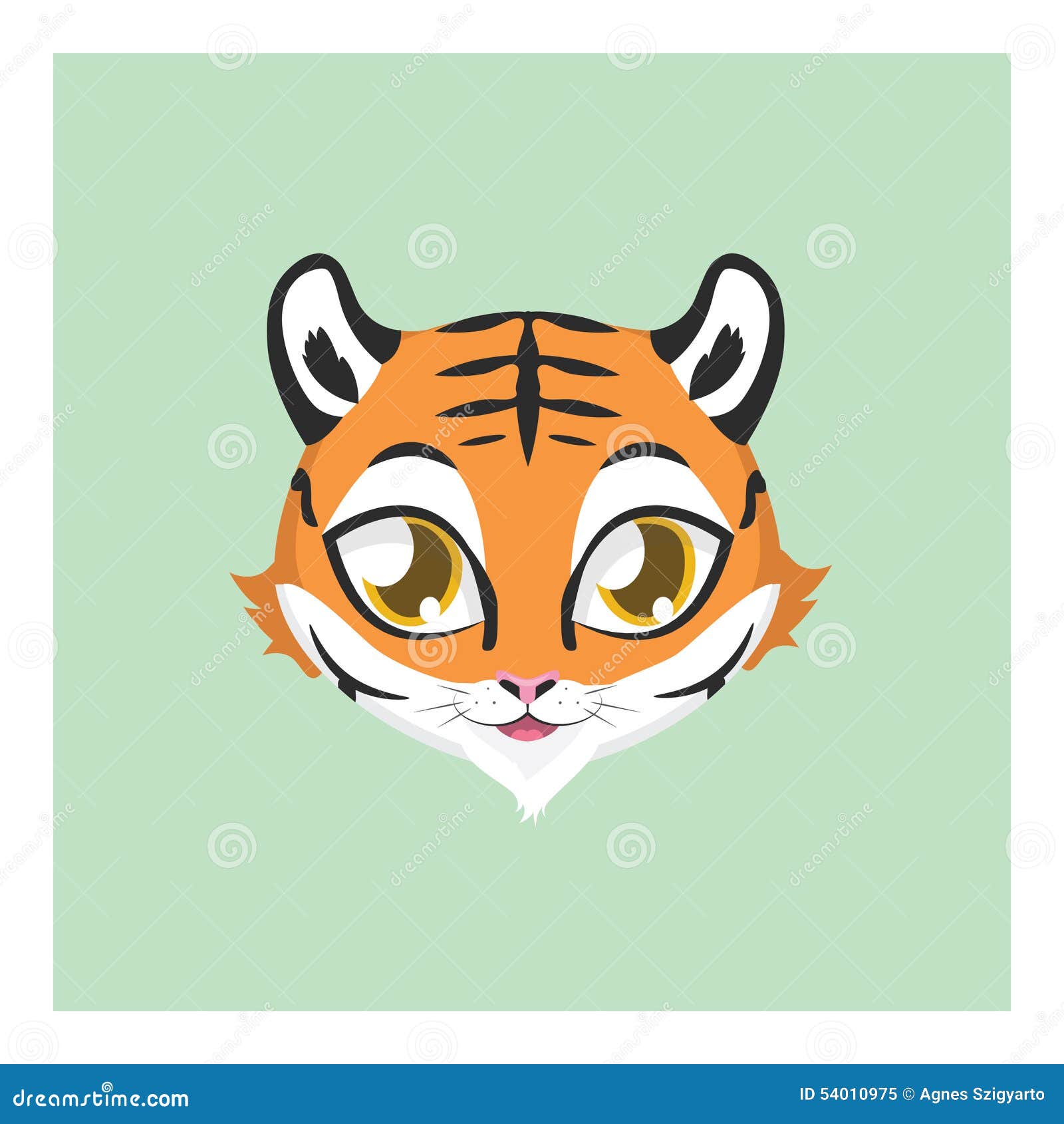 Cute Tiger Avatar with Flat Colors Stock Vector - Illustration of ...