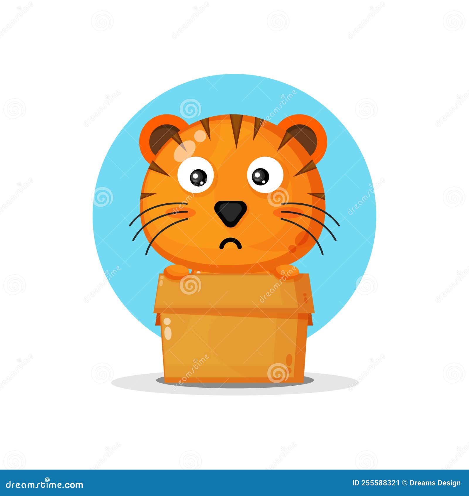 Cute tiger in the box stock vector. Illustration of wildlife - 255588321