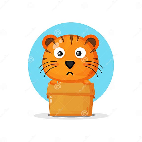 Cute tiger in the box stock vector. Illustration of wildlife - 255588321