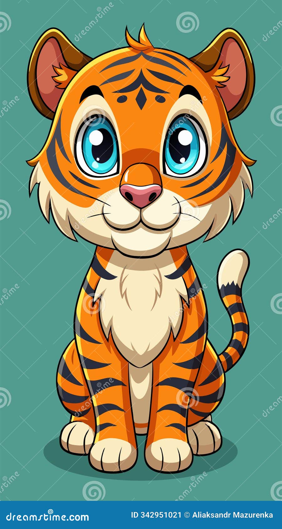 Cute tiger cartoon stock illustration. Illustration of adorable - 342951021
