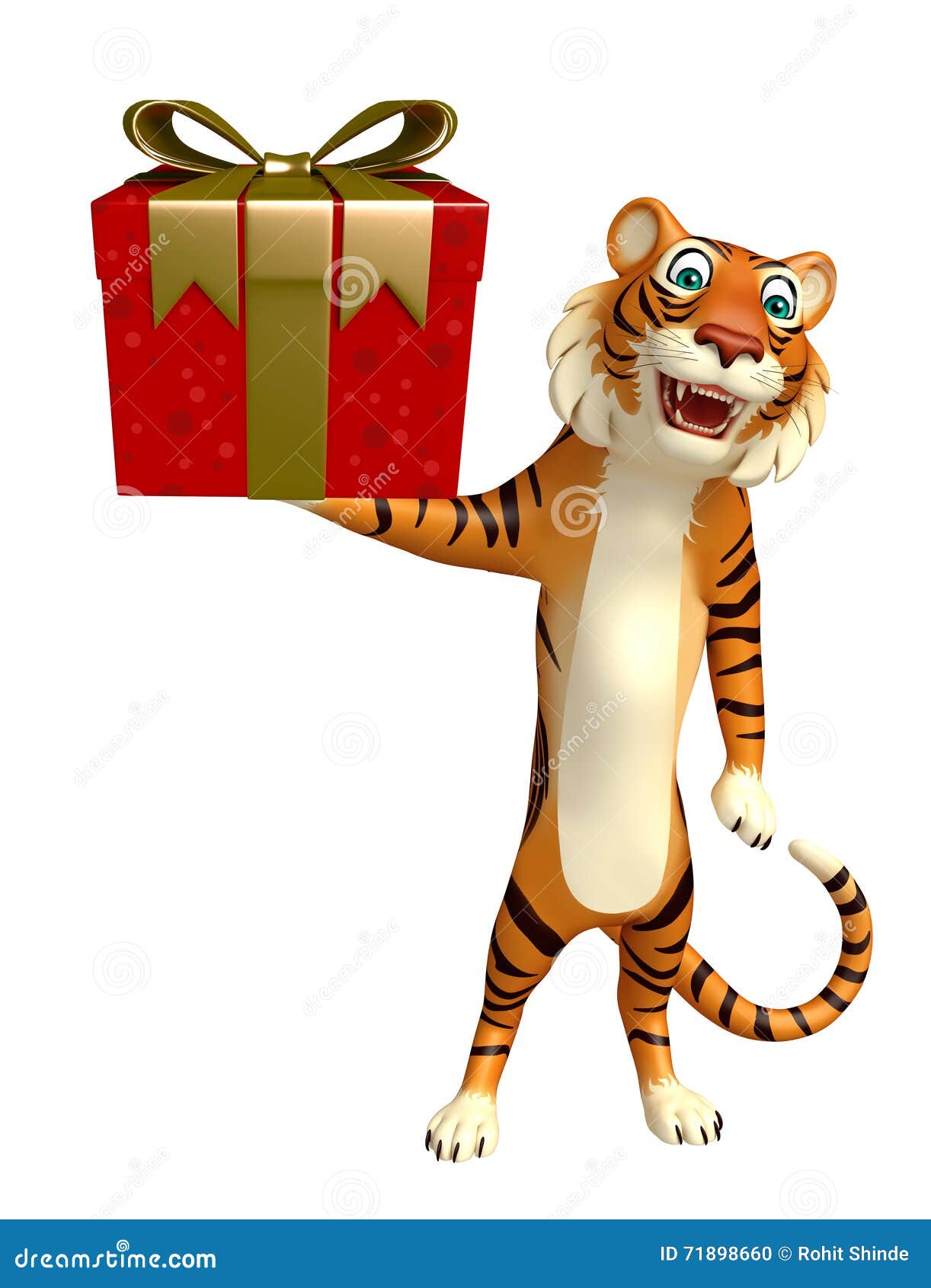 Cute Tiger Cartoon Character with Giftbox Stock Illustration ...