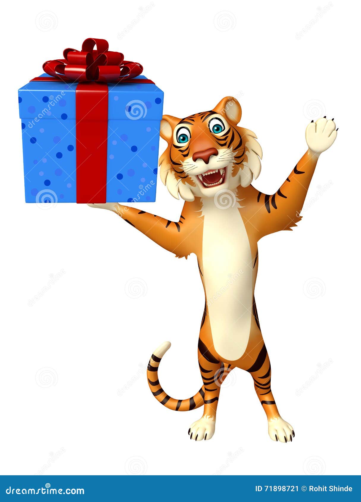 Cute Tiger Cartoon Character with Giftbox Stock Illustration ...