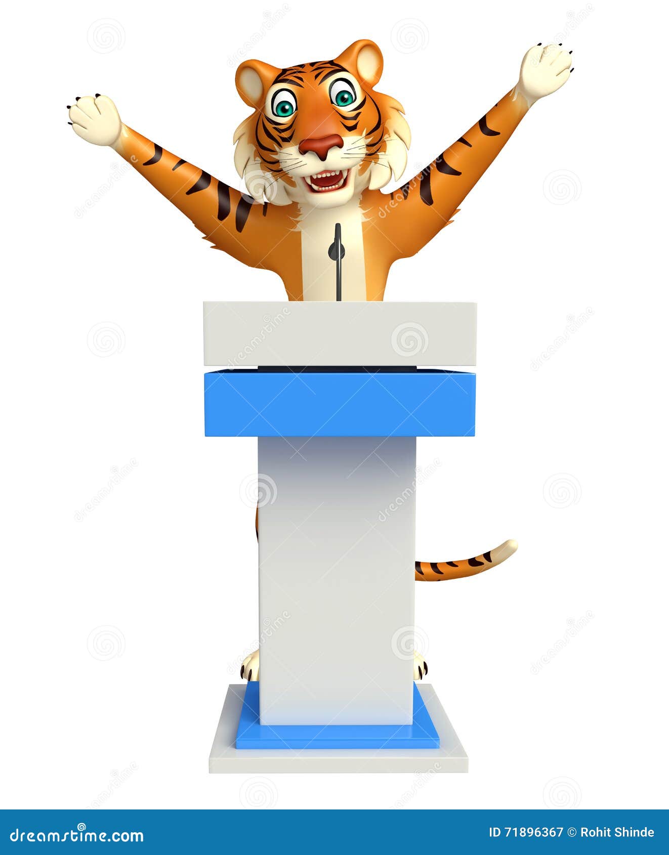 Cute Tiger Cartoon Character with Speech Stage Stock Illustration ...