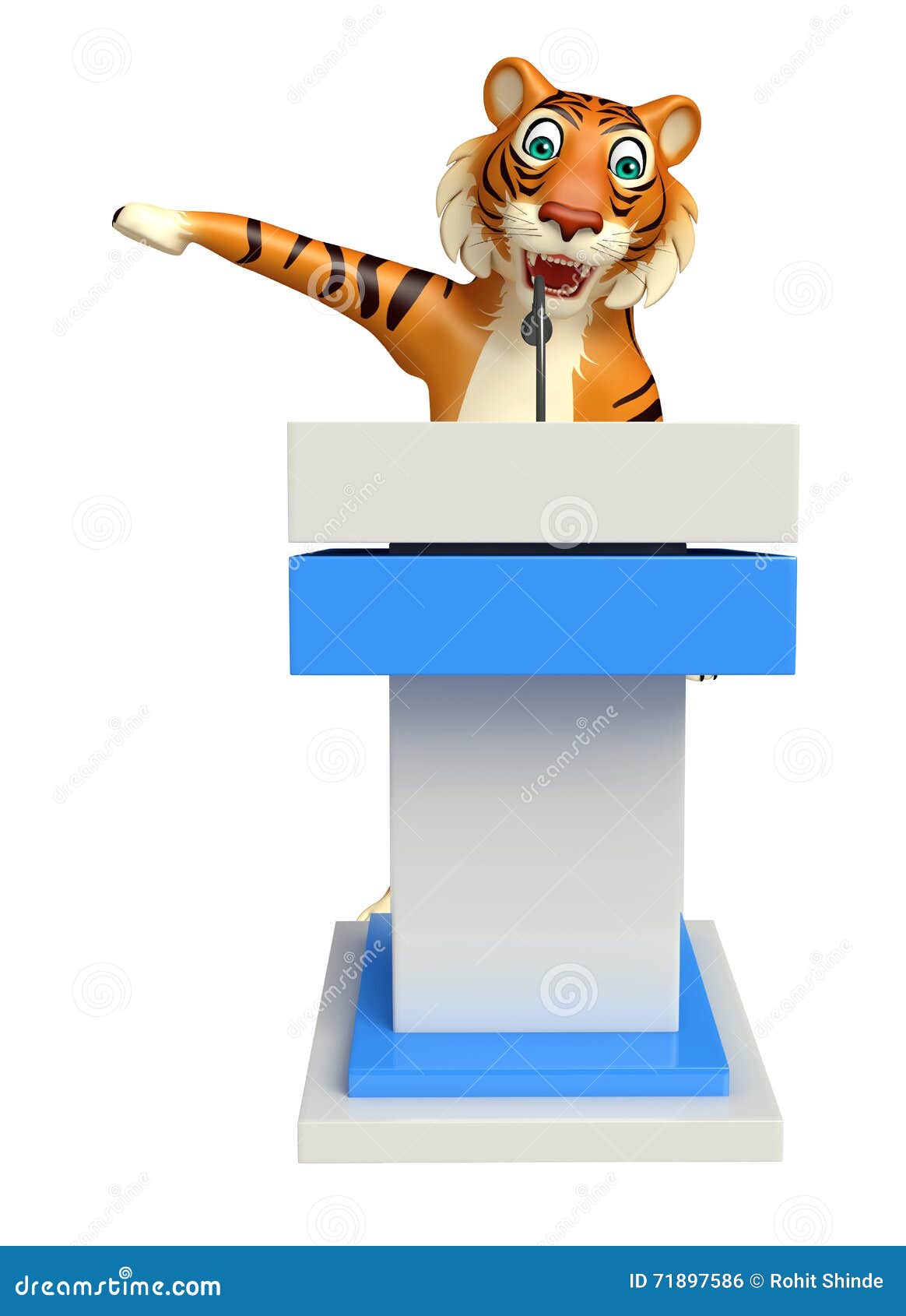 Cute Tiger Cartoon Character with Speech Stage Stock Illustration ...
