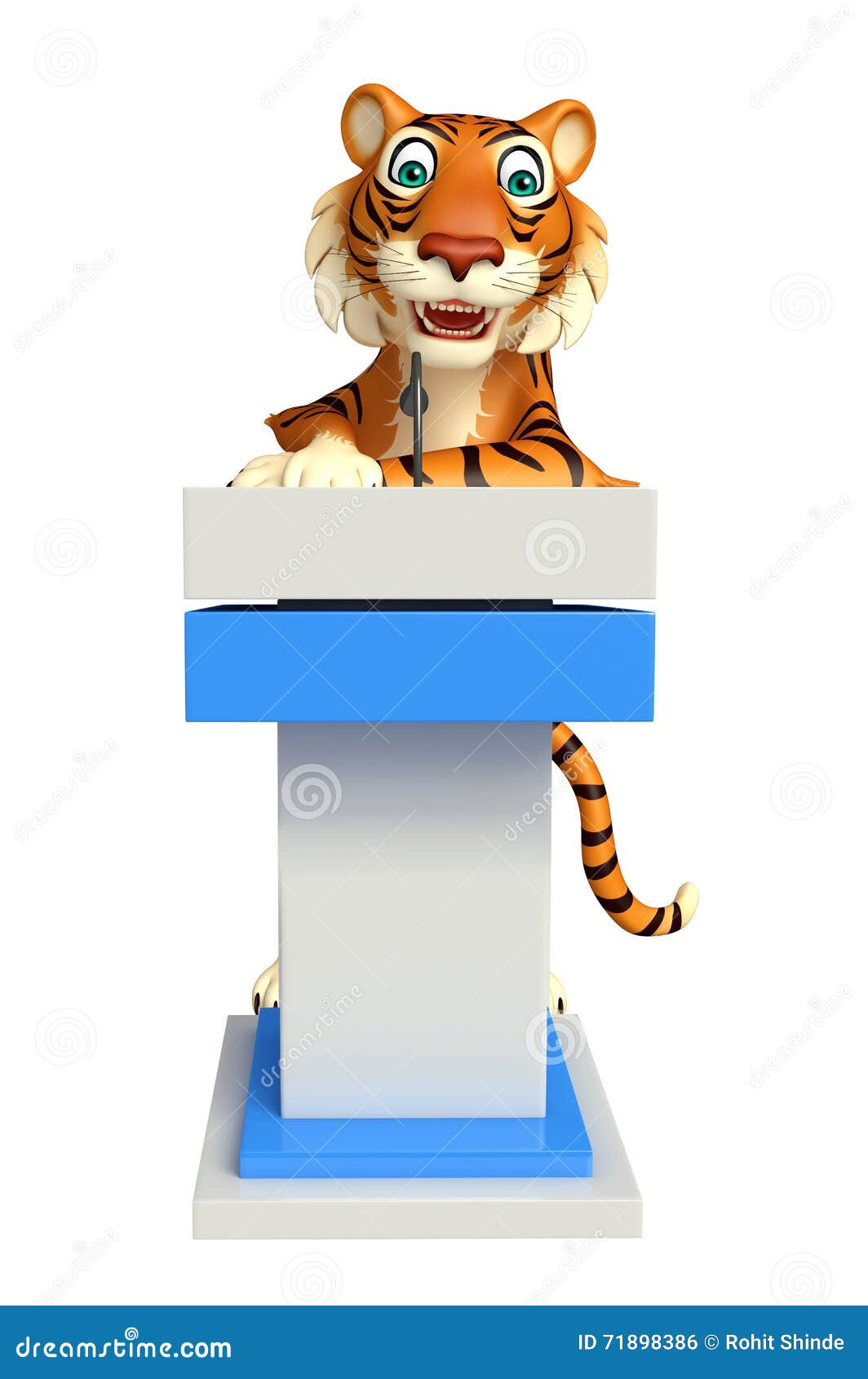 Cute Tiger Cartoon Character with Speech Stage Stock Illustration ...