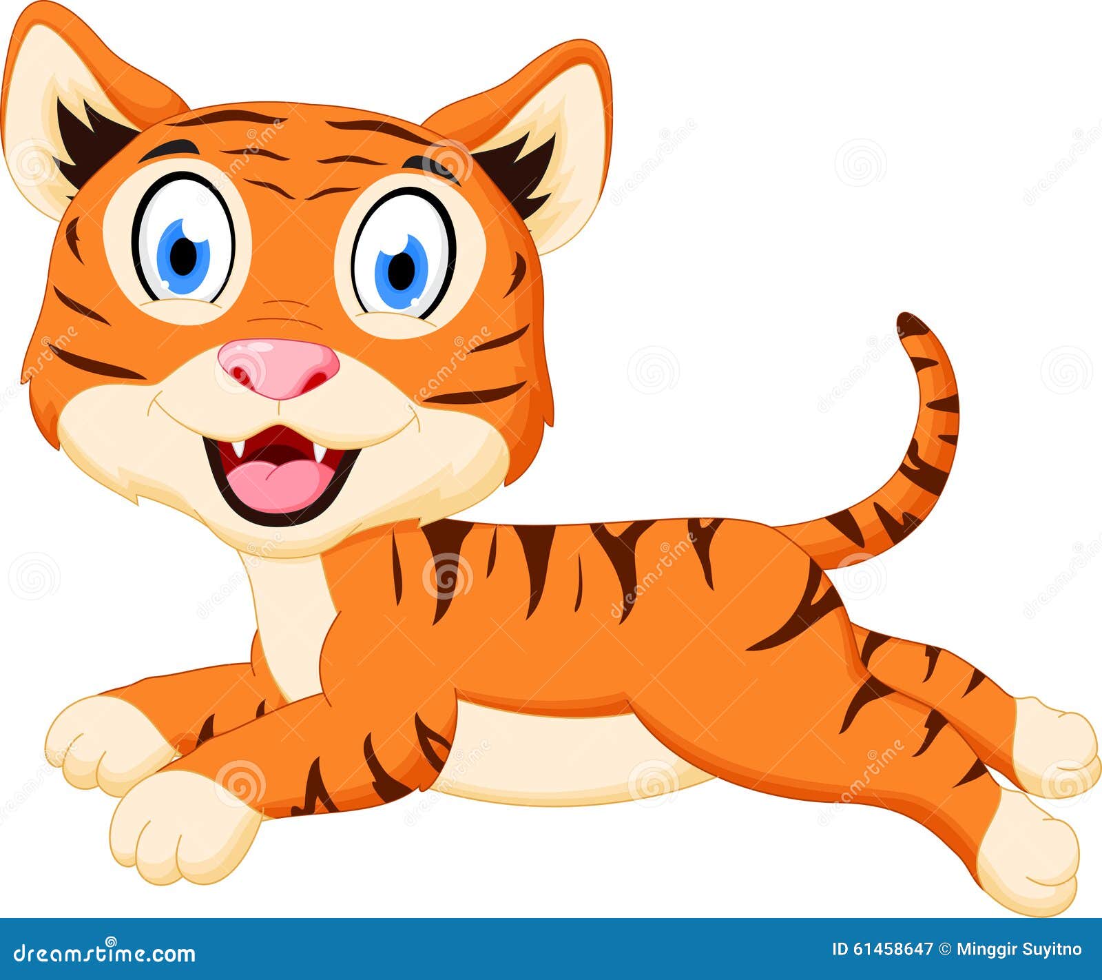 Cute Tiger Cartoon Jumping Stock Vector - Image: 61458647