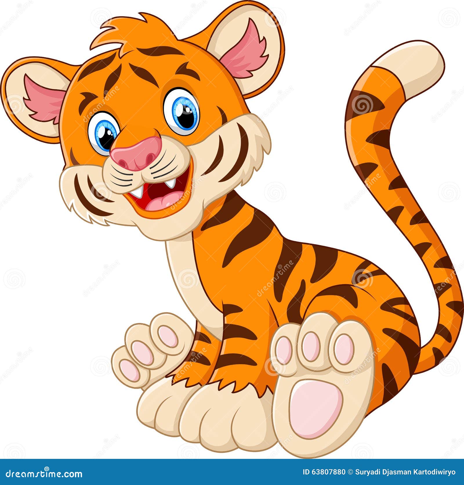 Cute tiger cartoon sitting stock vector. Illustration of brown - 63807880