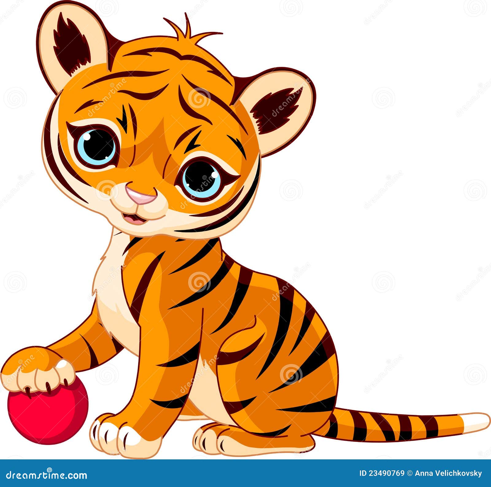 Cute tiger cub stock vector. Illustration of orange, black - 23490769