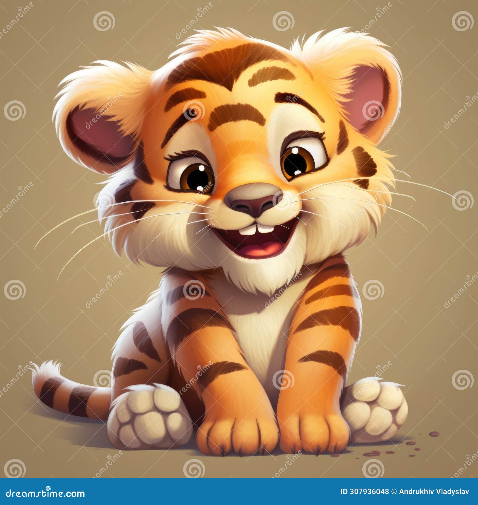 Cute Tiger Cub Cartoon Character Stock Illustration - Illustration of ...