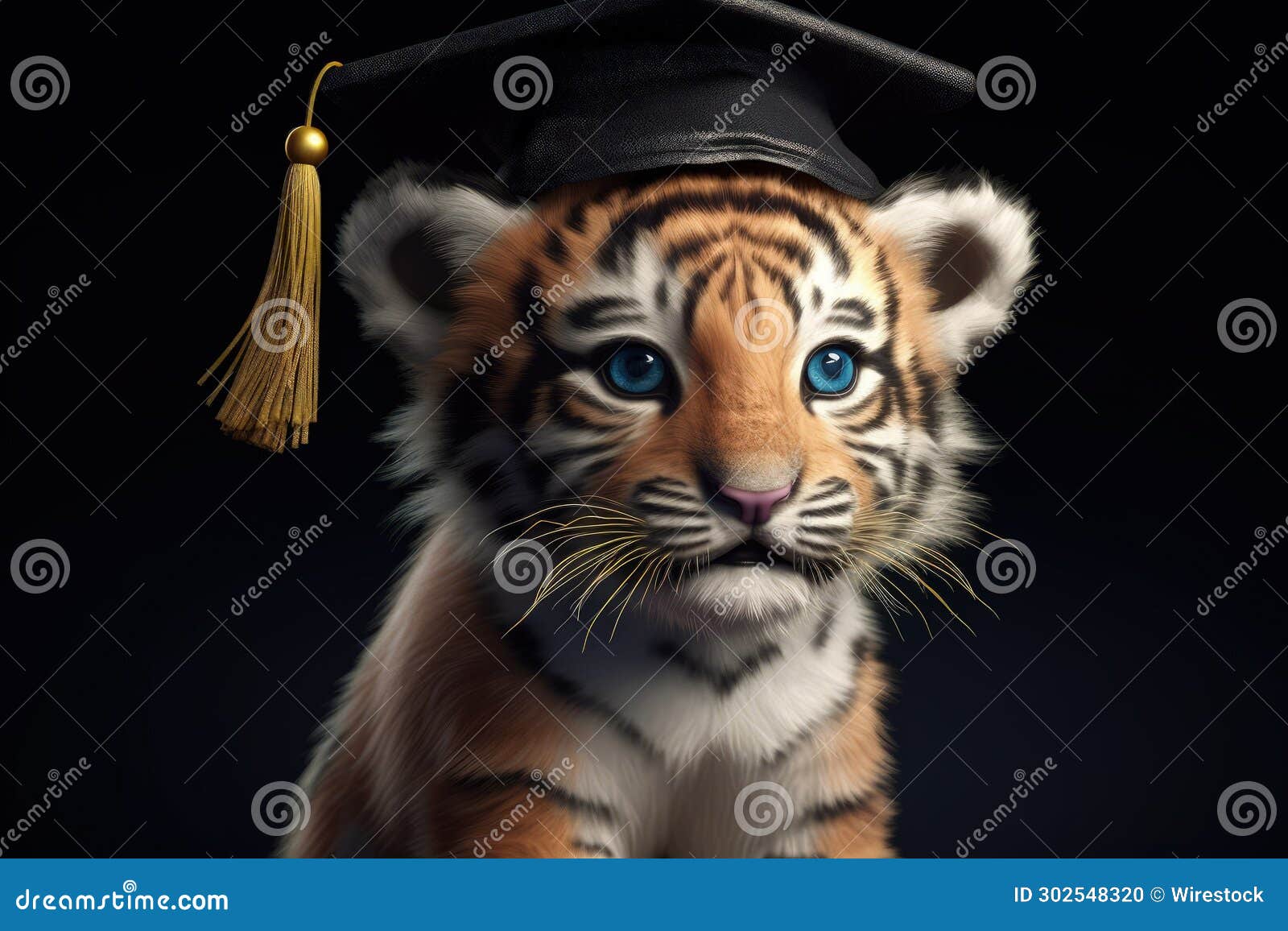 Cute Tiger Cub Wearing a Graduation Cap, AI-generated. Stock ...