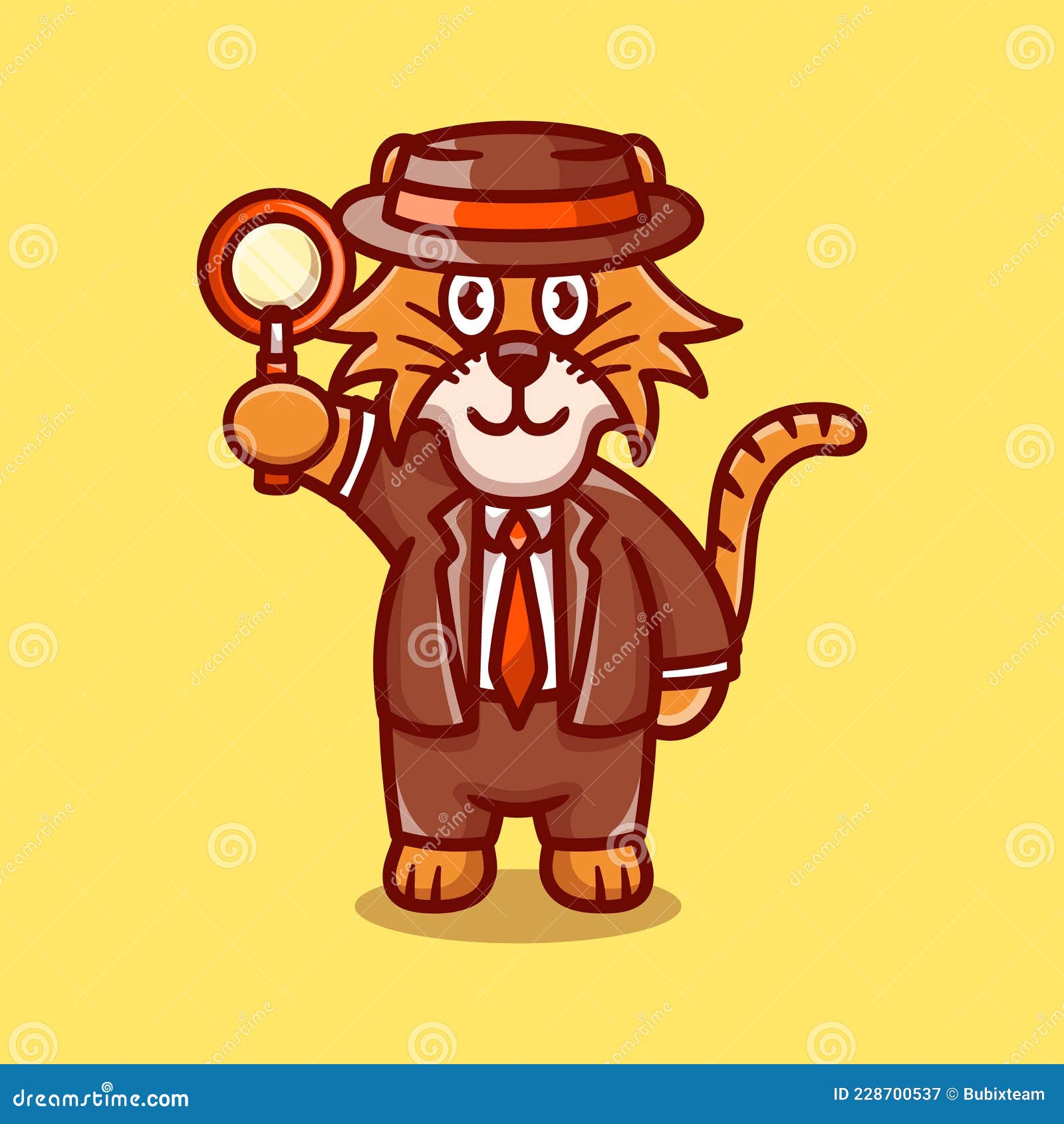 Cute Tiger Detective Carrying a Magnifying Glass Stock Vector ...