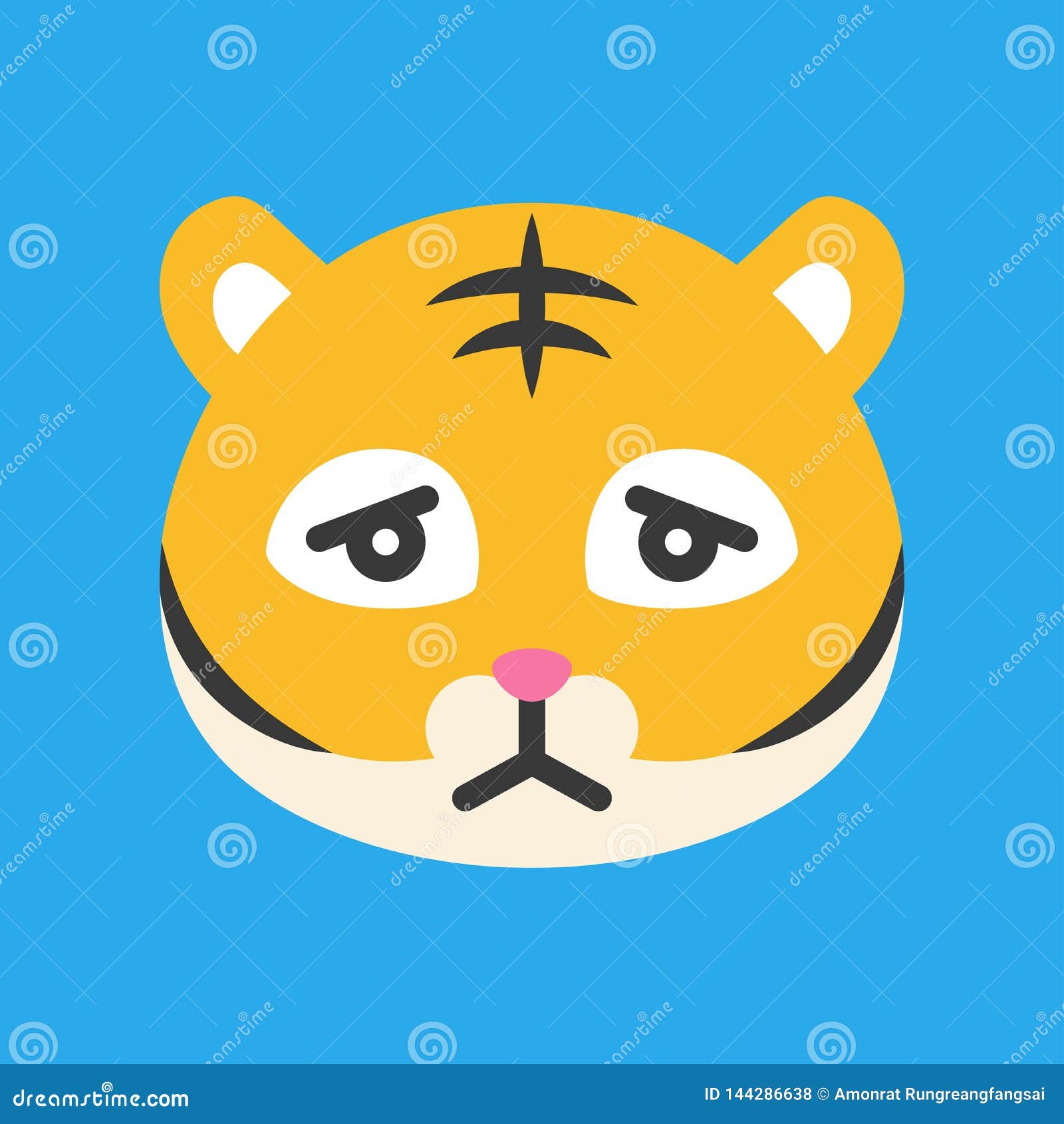 Cute Tiger Emoticon, Flat Style Vector Illustration Stock Vector ...