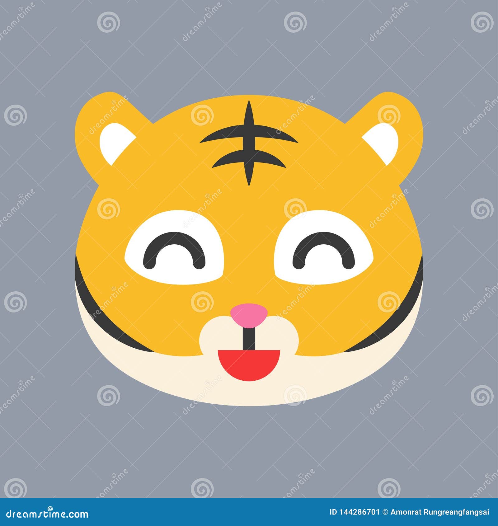 Cute Tiger Emoticon, Flat Style Vector Illustration Stock Vector ...