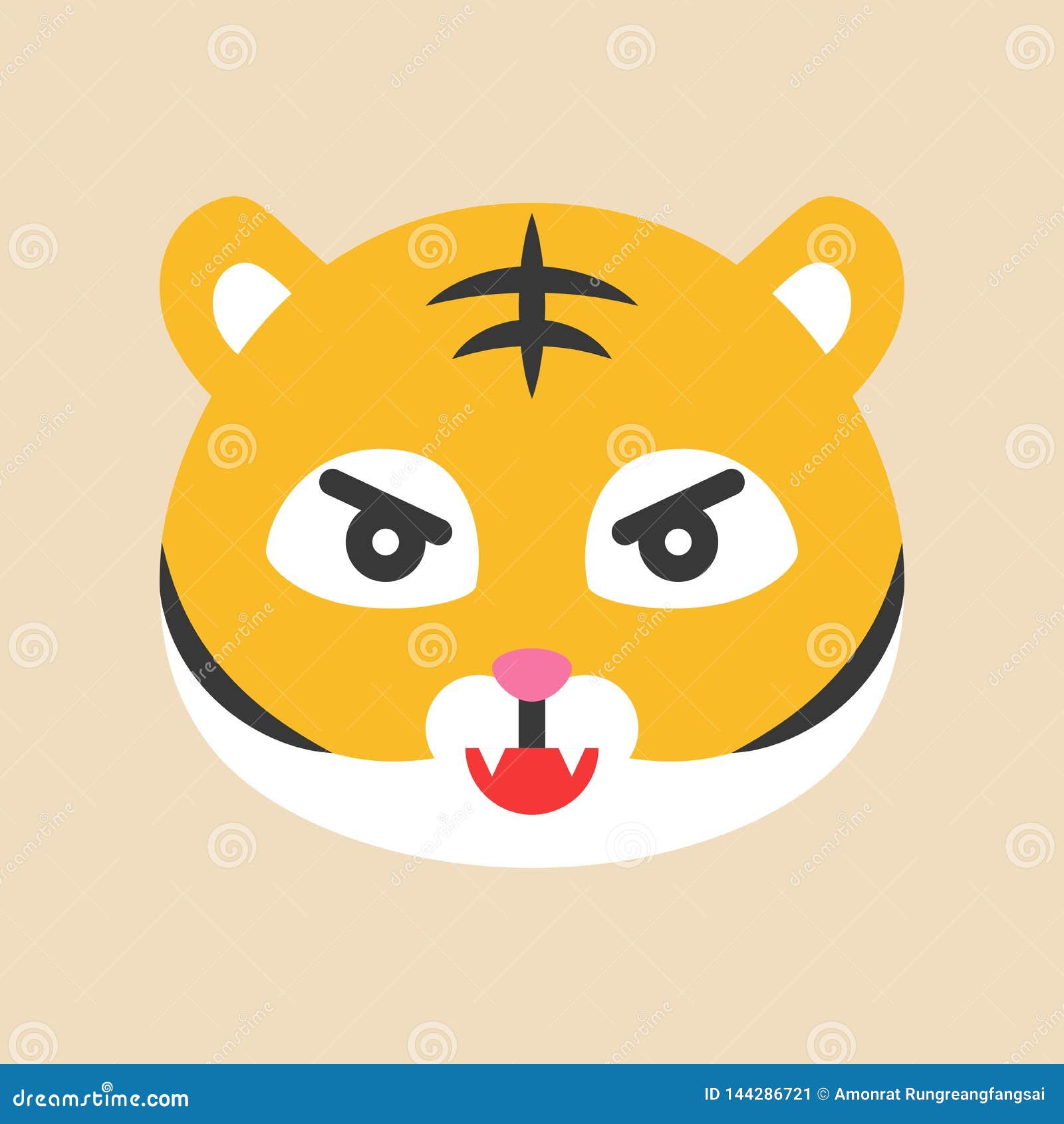 Cute Tiger Emoticon, Flat Style Vector Illustration Stock Vector ...