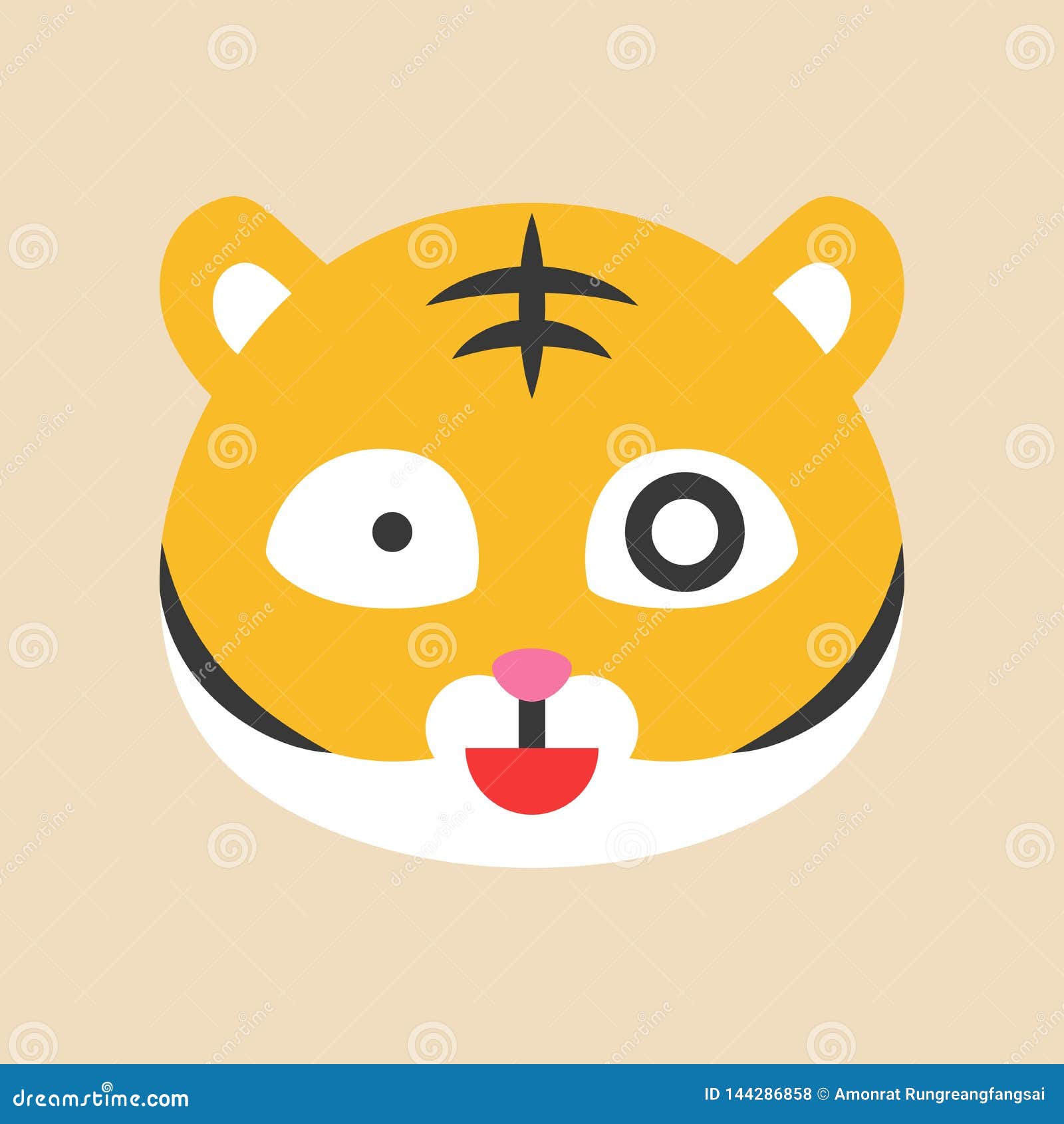 Cute Tiger Emoticon, Flat Style Vector Illustration Stock Vector ...