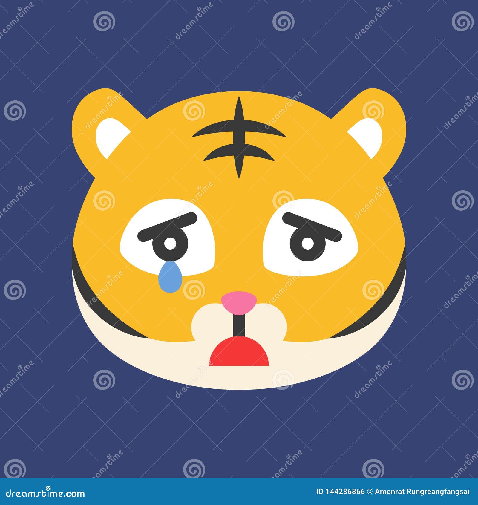 Cute Tiger Emoticon, Flat Style Vector Illustration Stock Vector ...