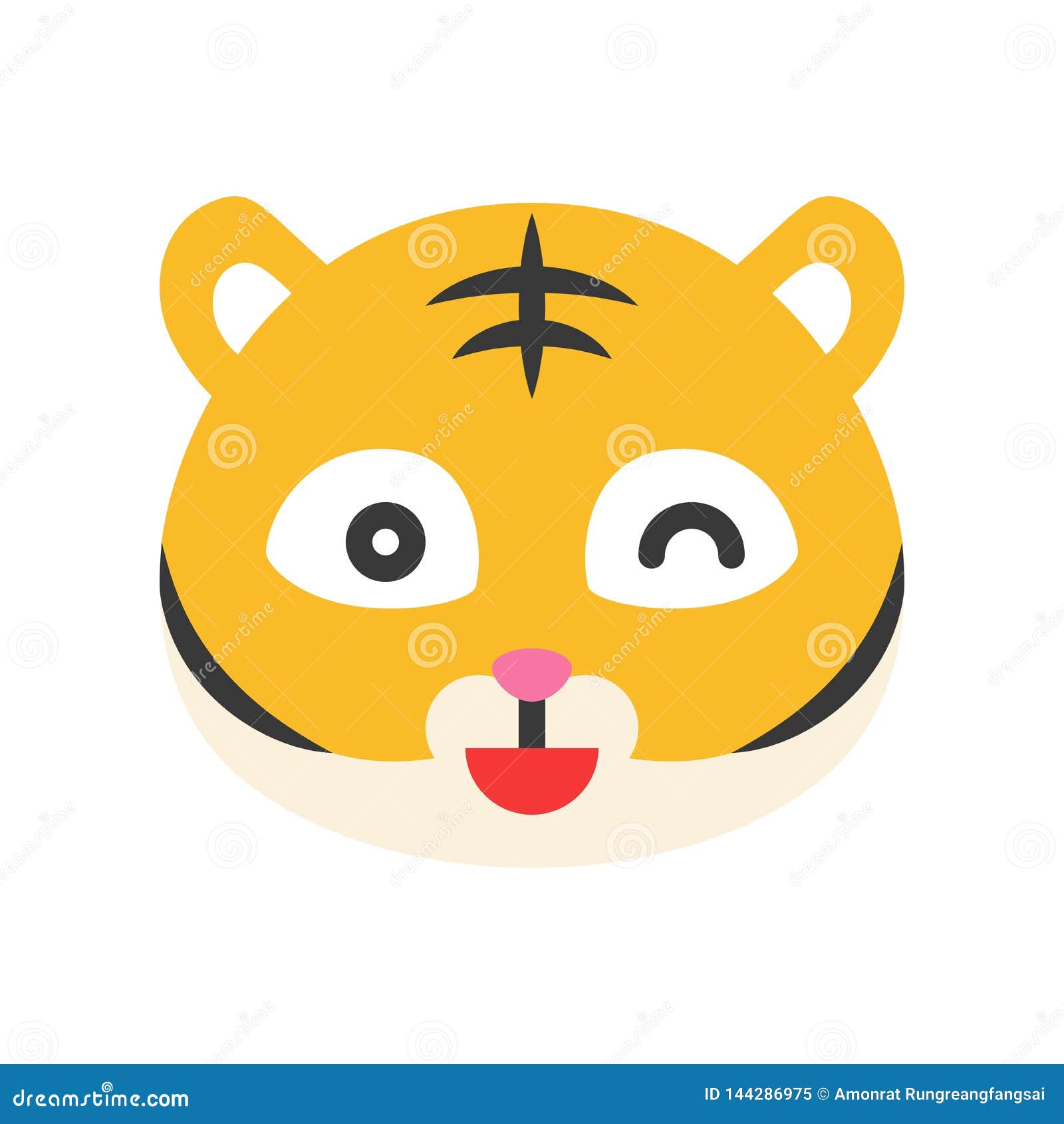 Cute Tiger Emoticon, Flat Style Vector Illustration Stock Vector ...