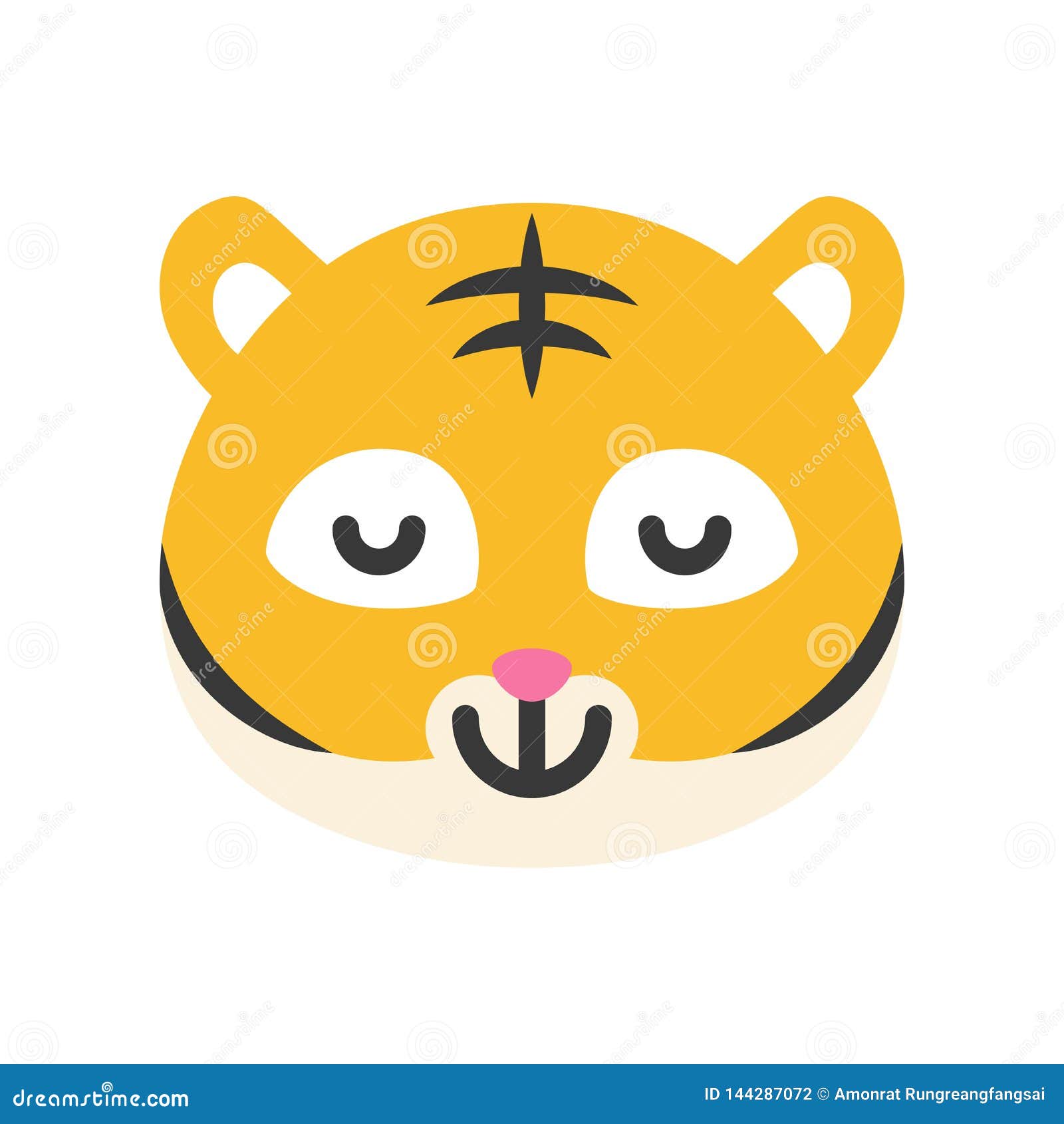 Cute Tiger Emoticon, Flat Style Vector Illustration Stock Vector ...