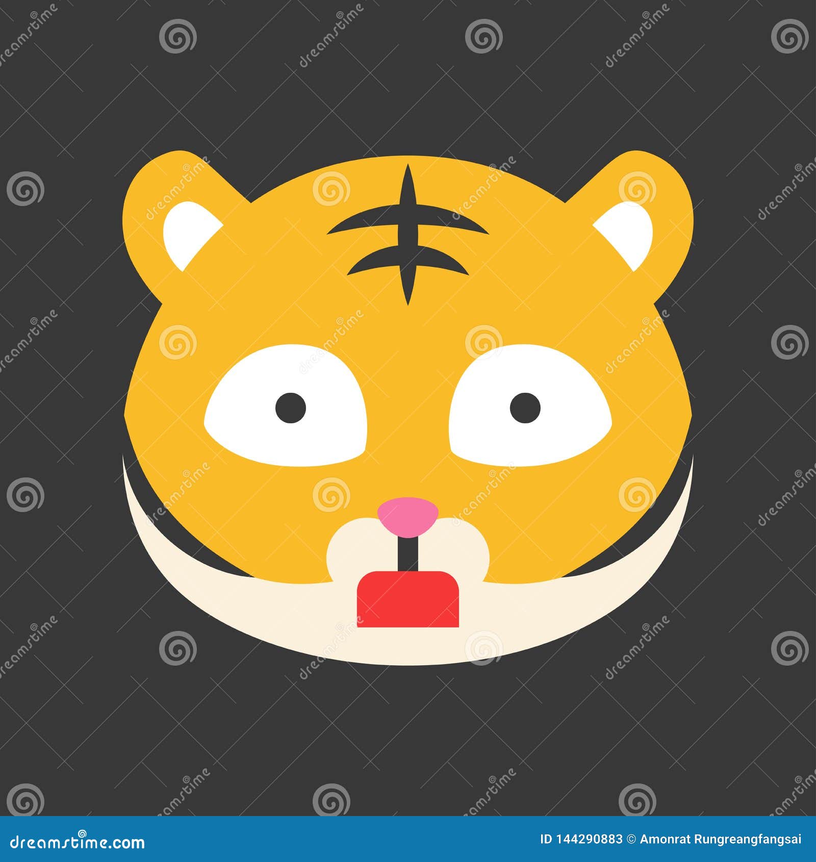 Cute Tiger Emoticon, Flat Style Vector Illustration Stock Vector ...