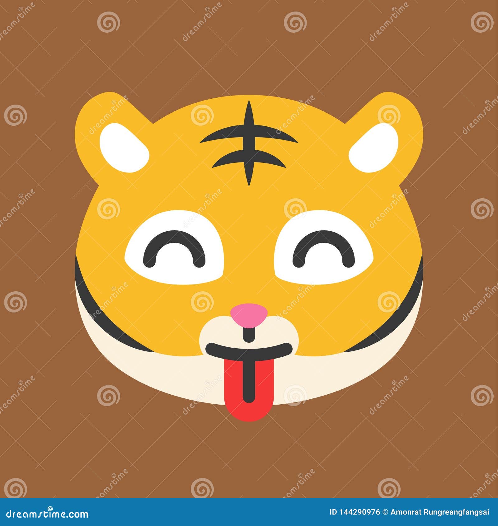 Cute Tiger Emoticon, Flat Style Vector Illustration Stock Vector ...
