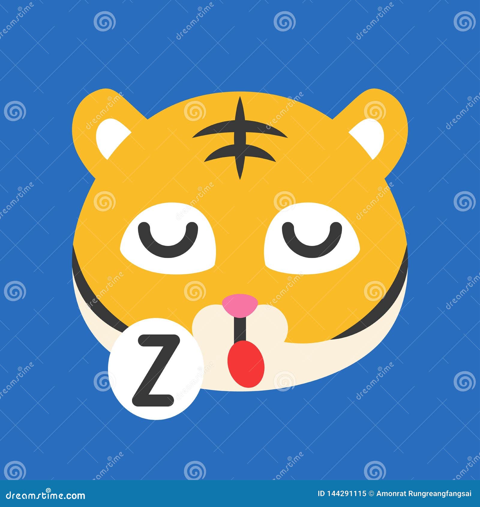 Cute Tiger Emoticon, Flat Style Vector Illustration Stock Vector ...