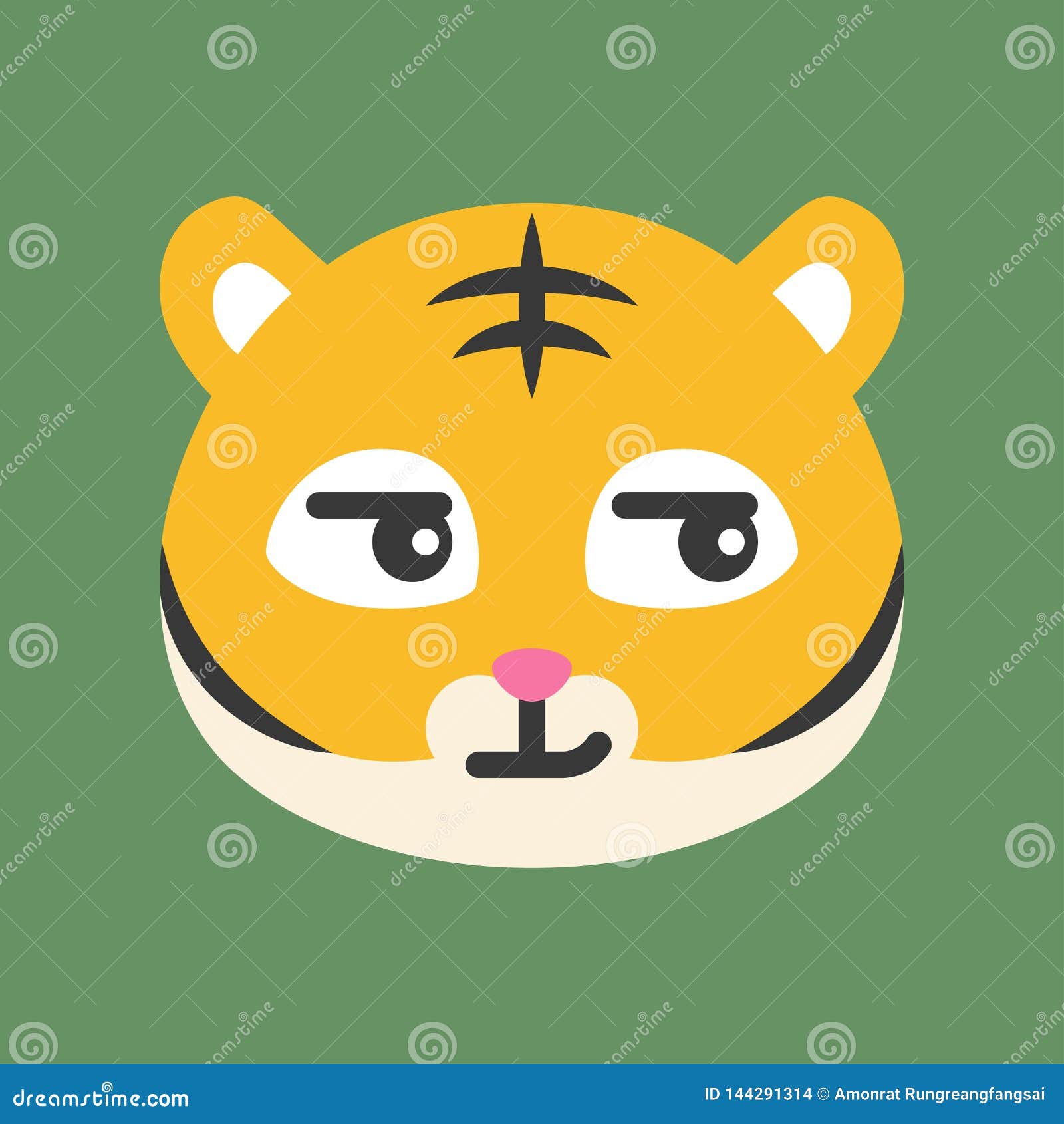 Cute Tiger Emoticon, Flat Style Vector Illustration Stock Vector ...