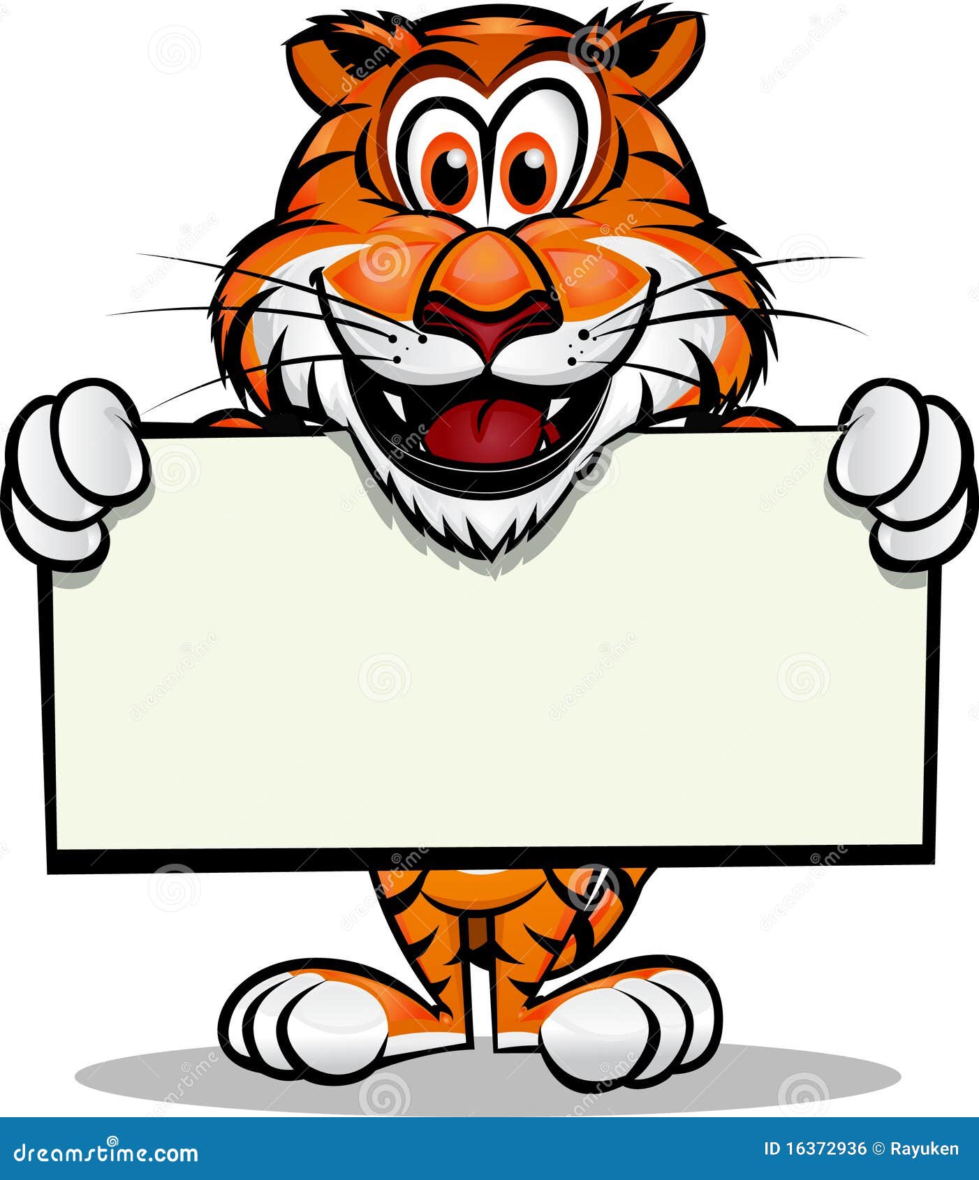 Cute Tiger holding sign stock vector. Illustration of safari - 16372936
