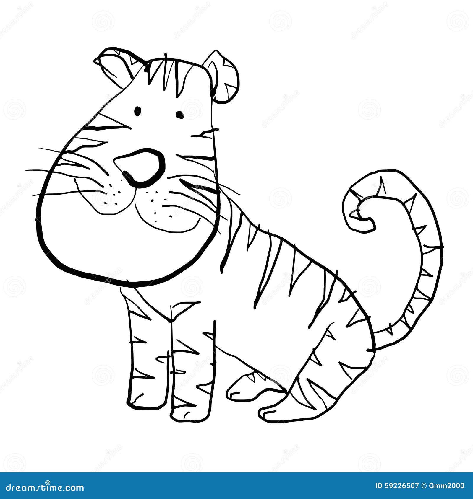 Cute tiger line art stock illustration. Illustration of looking - 59226507