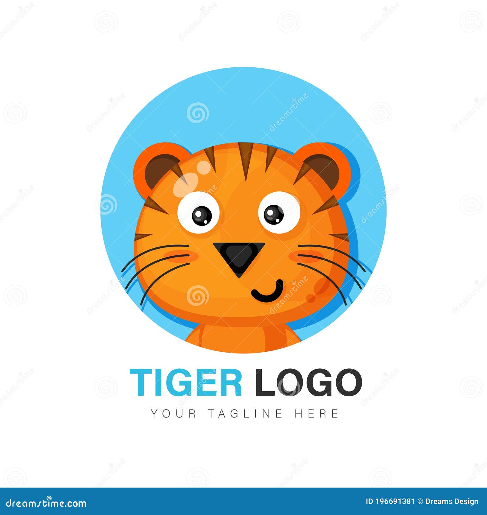 Cute tiger logo design stock vector. Illustration of print - 196691381