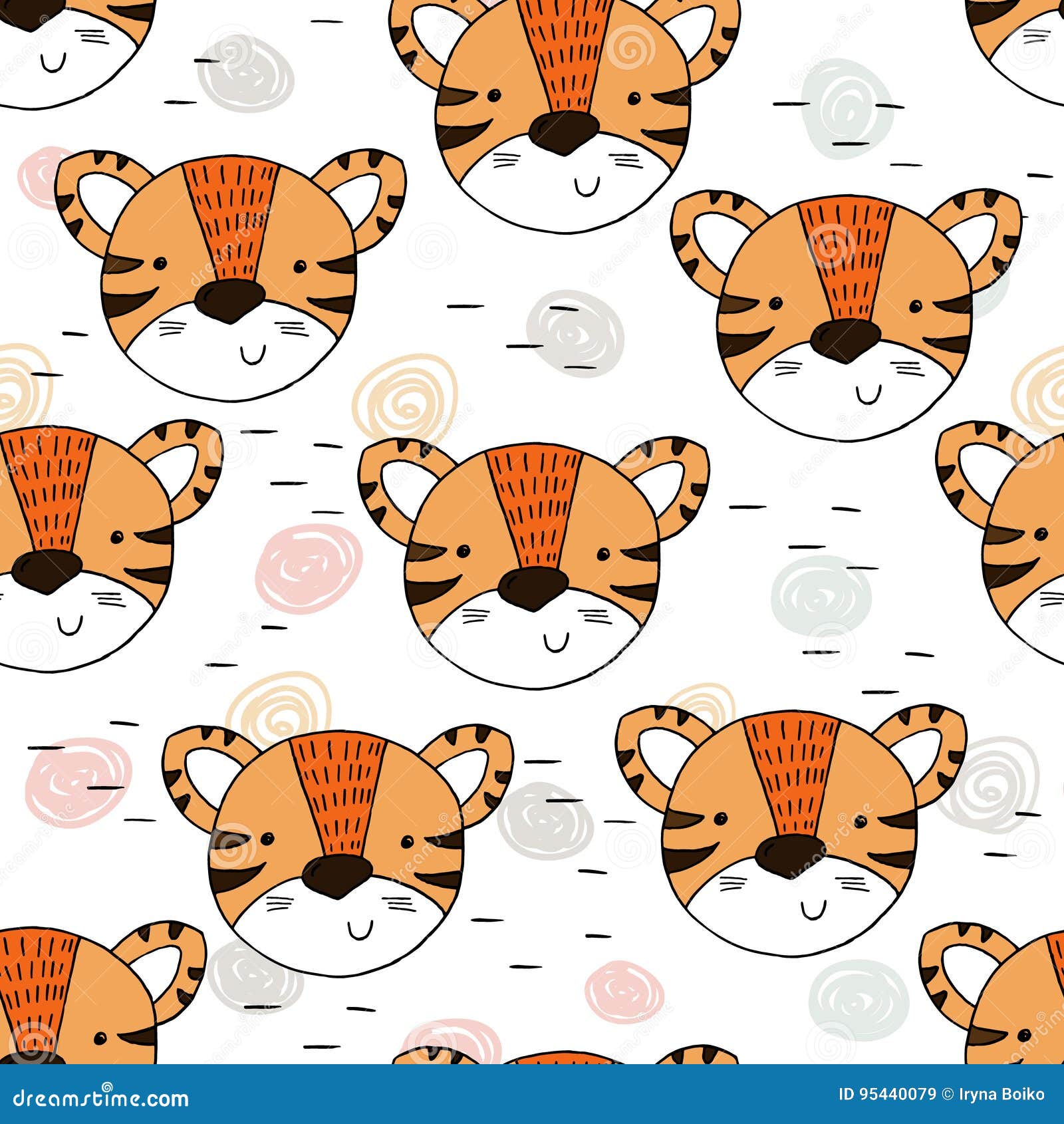 Cute Tiger Pattern Print for Kids Stock Vector - Illustration of fabric ...
