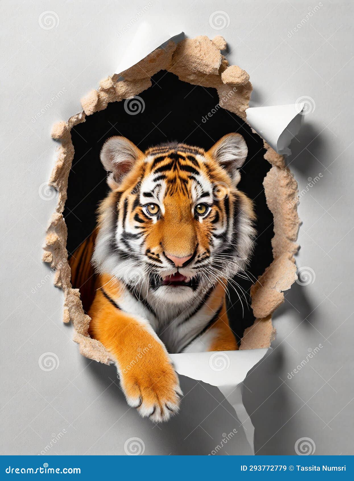 Tiger Peeking Out Of The Bush. Watercolor Drawingg Royalty-Free Stock ...