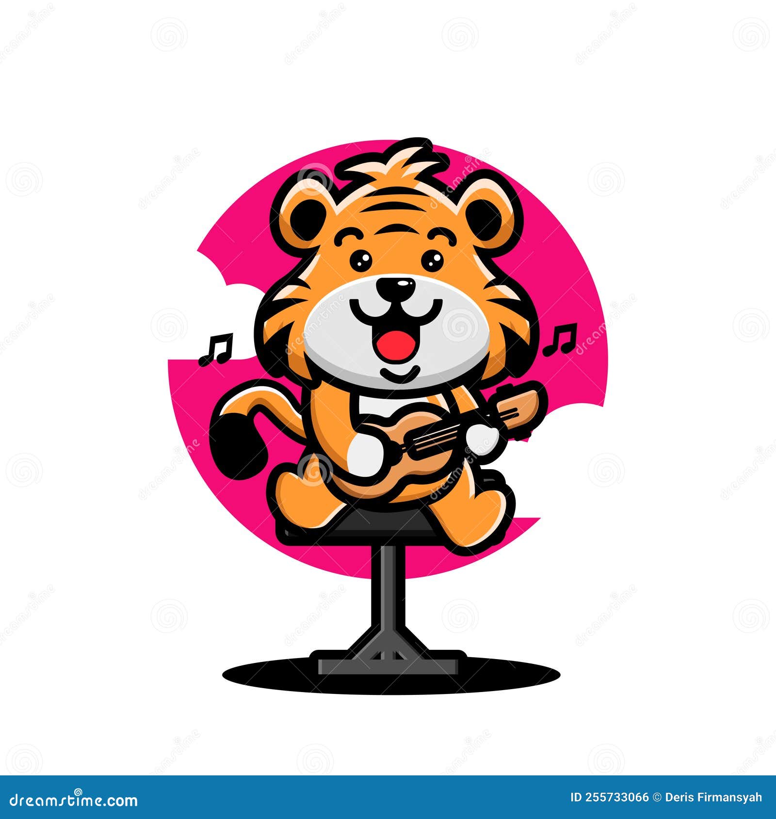 Cute Tiger Playing Guitar Mascot Character Stock Vector - Illustration ...