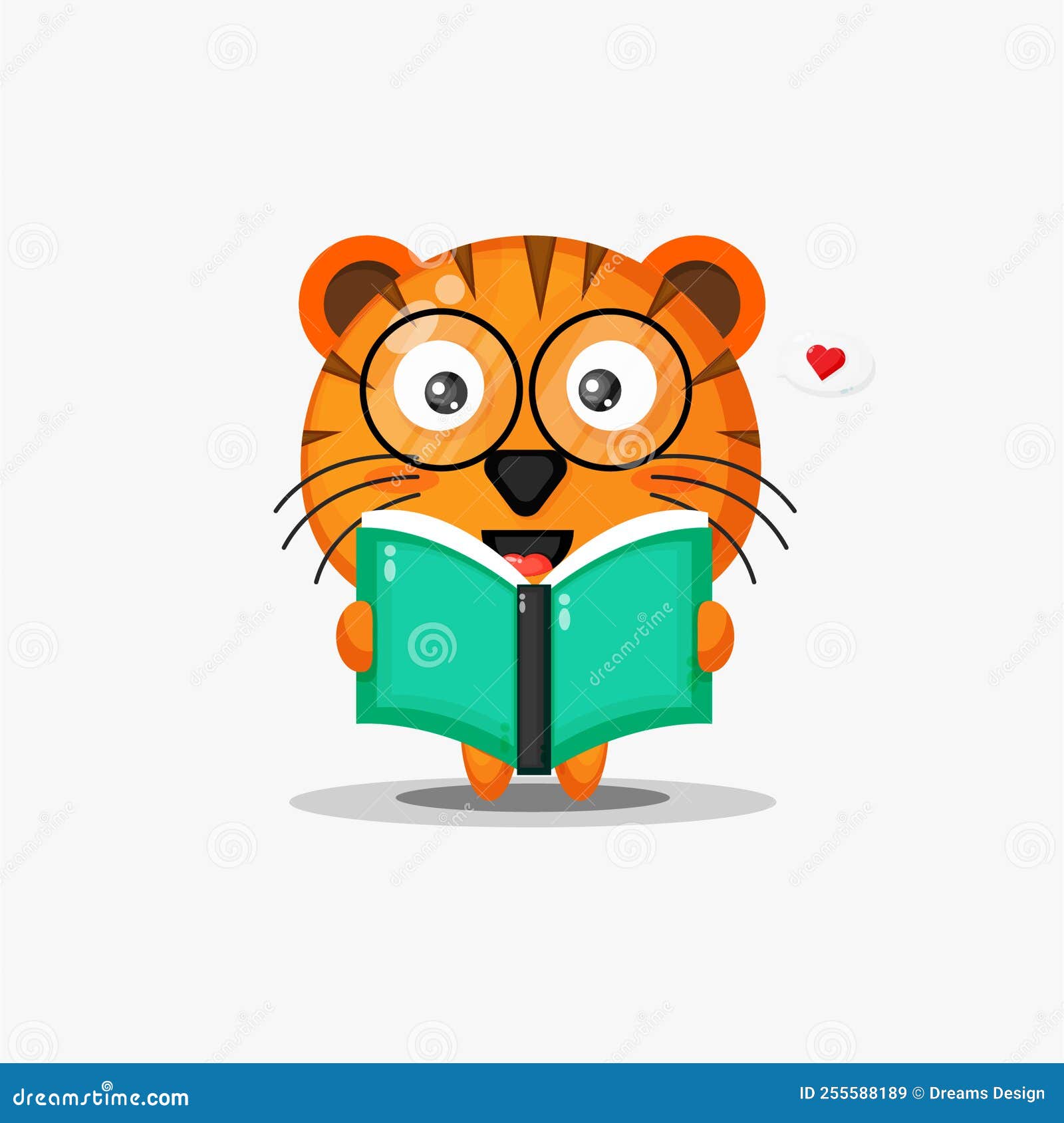 Cute Tiger is Reading a Book Stock Vector - Illustration of design ...