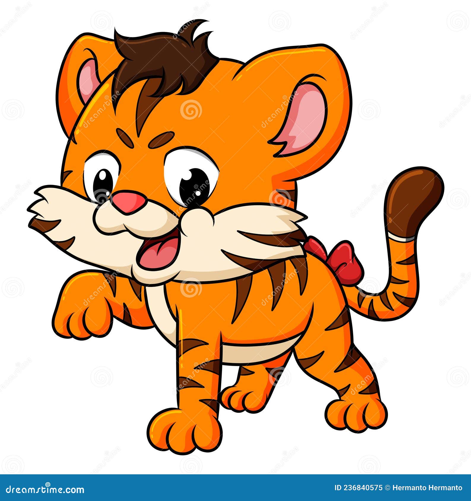 The Cute Tiger is Roaring while Crawling Stock Vector - Illustration of ...