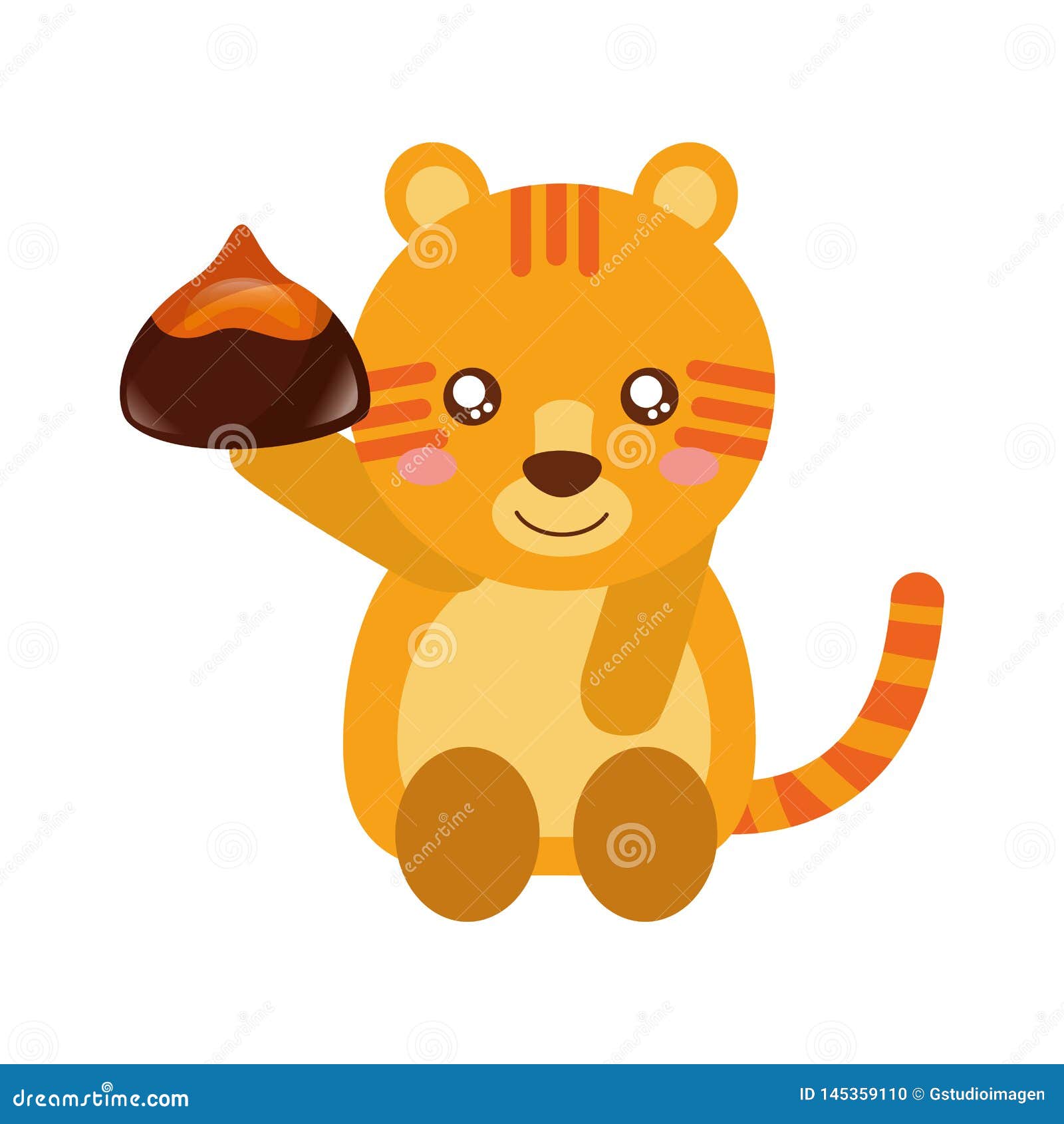 Cute Tiger with Sweet Candy Stock Vector - Illustration of delicious ...