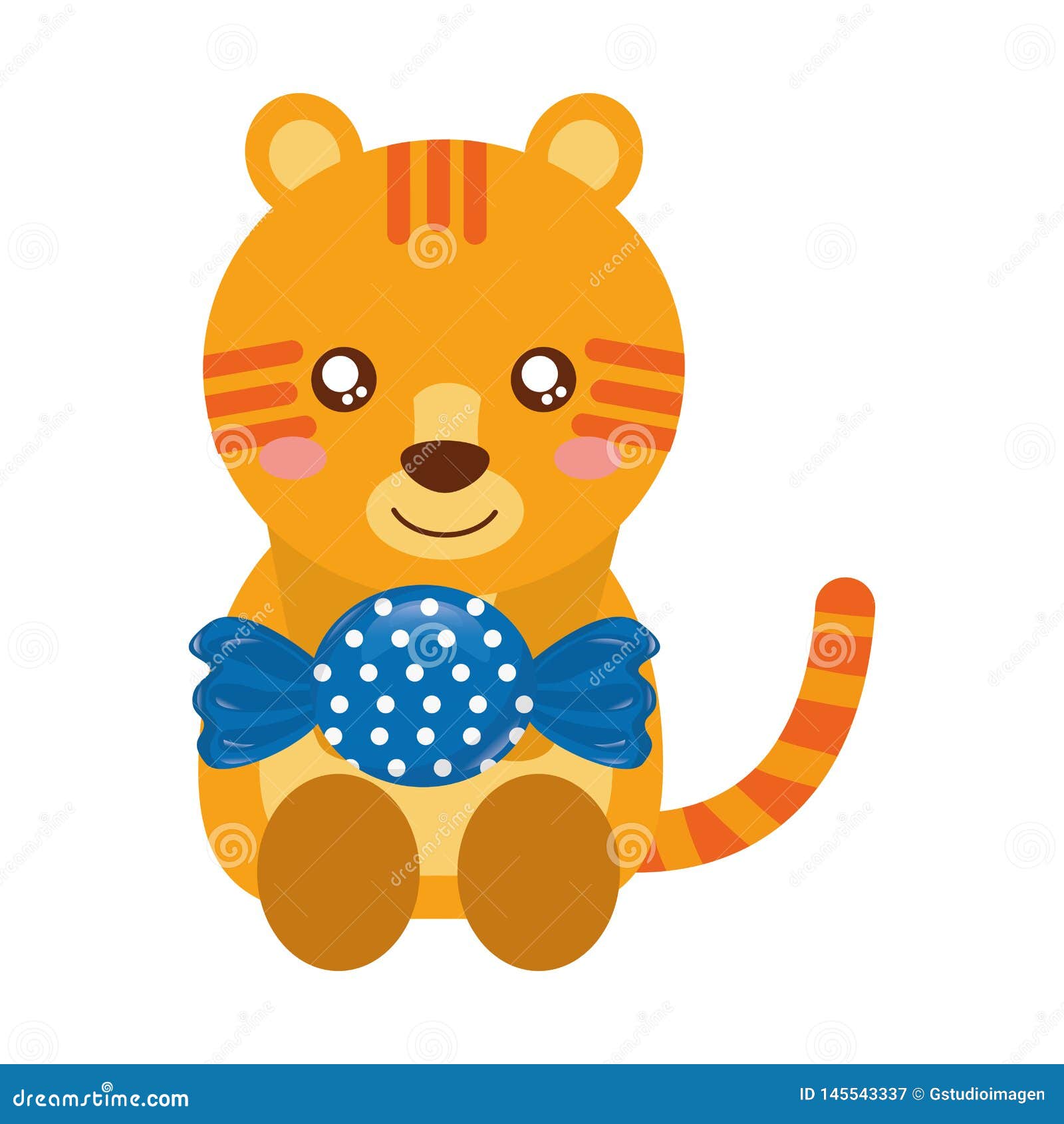 Cute Tiger with Sweet Candy Wrapper Stock Vector - Illustration of ...