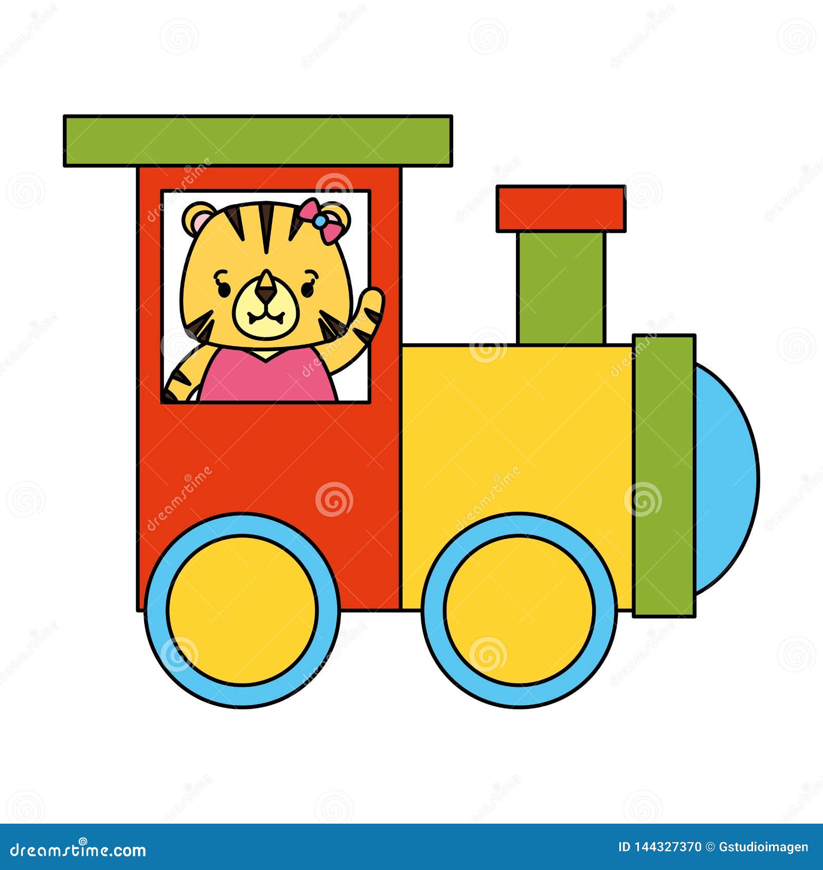 Cute tiger train wagon stock vector. Illustration of kids - 144327370