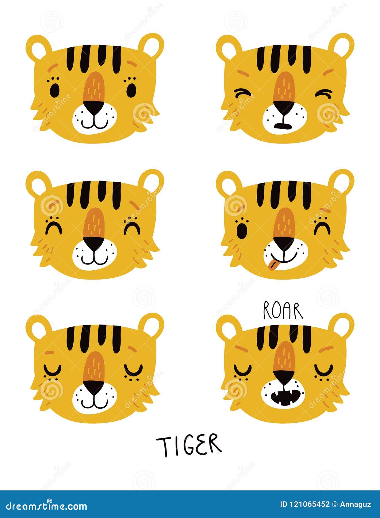 Vector Characters. Set. Cute Tiger Stock Vector - Illustration of tiger ...