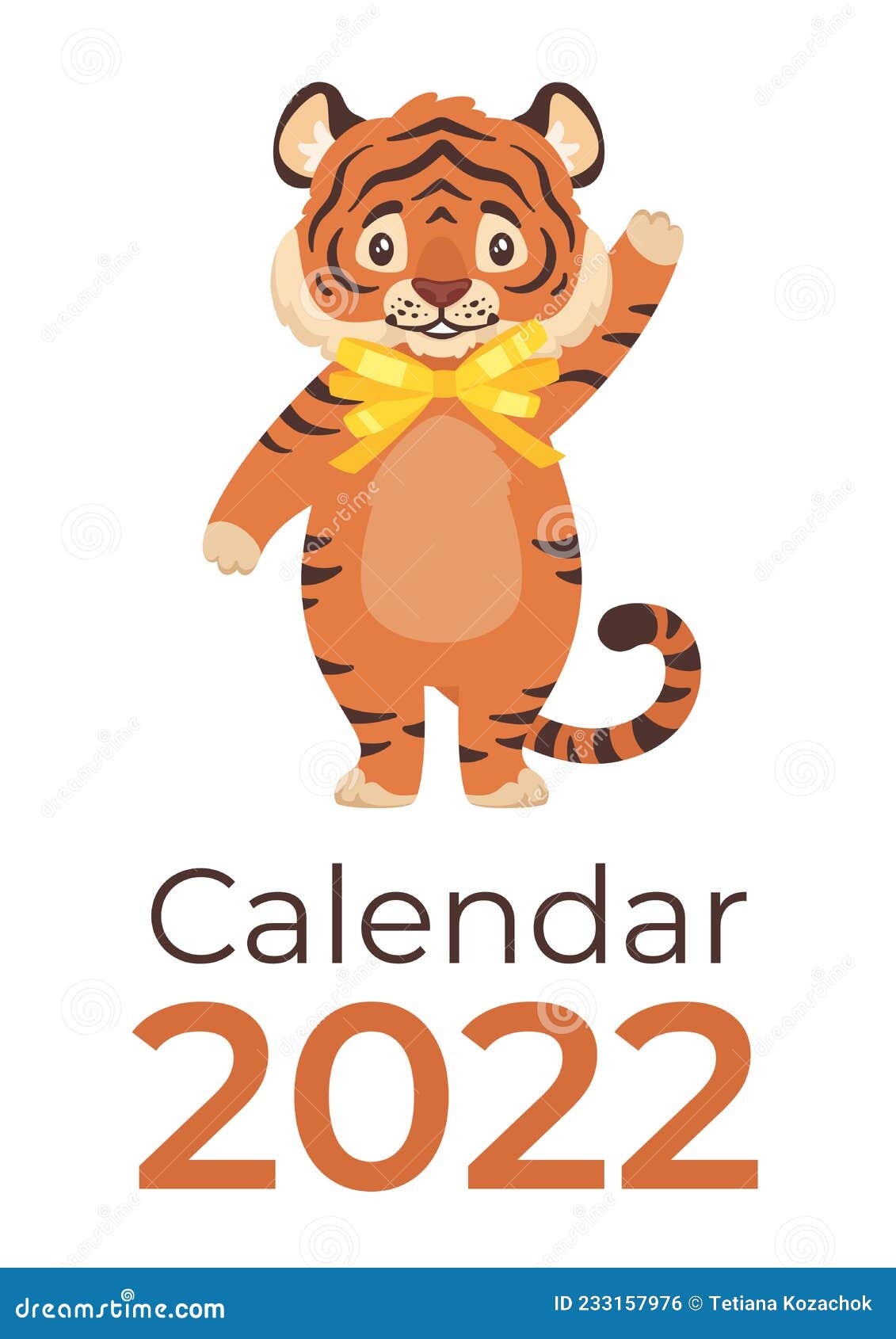 Cute Tiger Vector Illustration. Frontpage Template Print Stock Vector ...