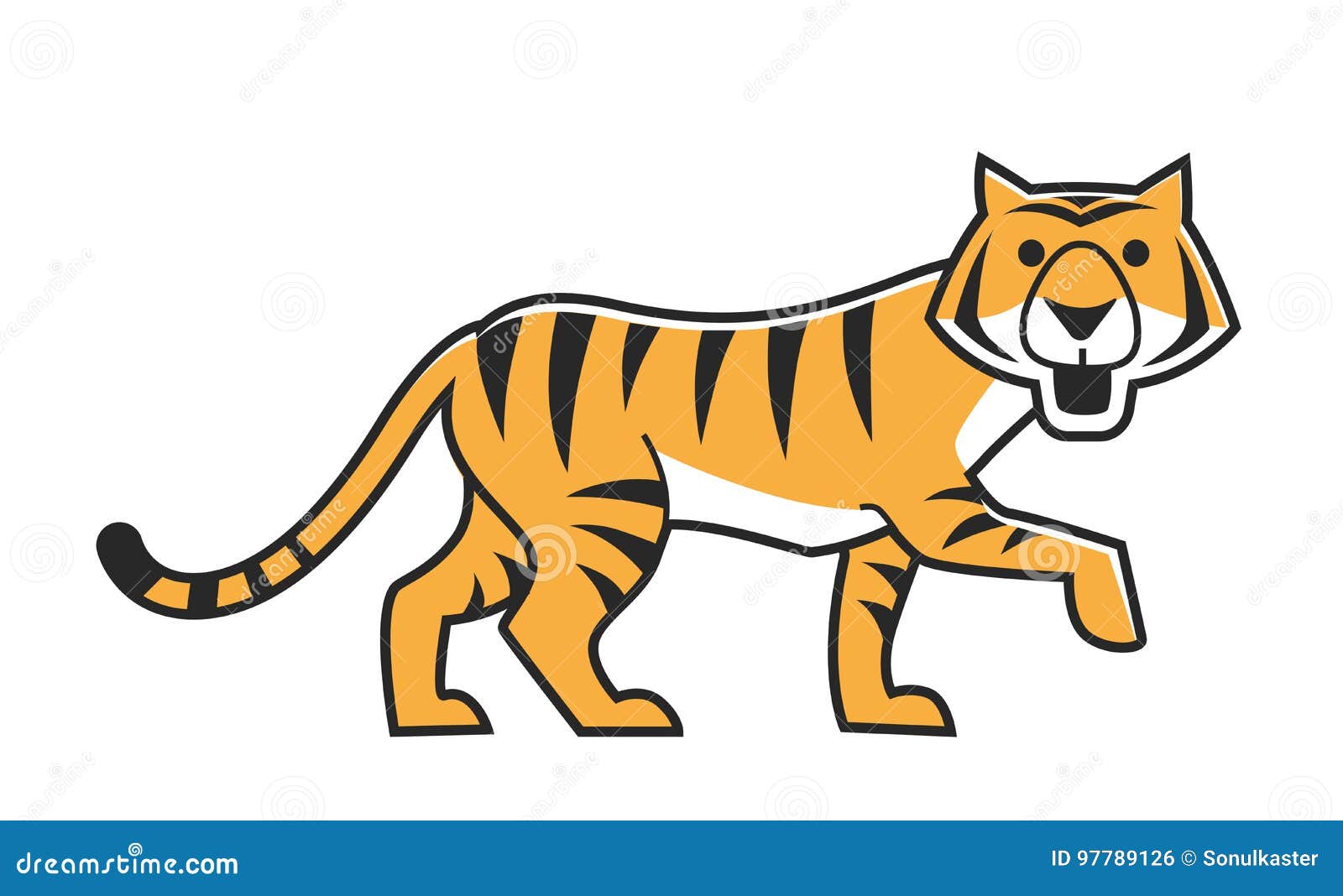 Cute tiger walking stock vector. Illustration of walk - 97789126
