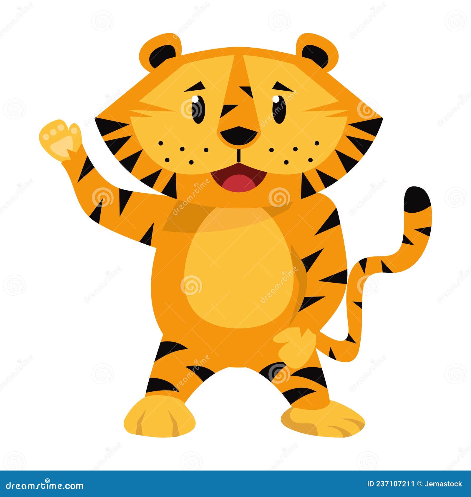 Cute tiger waving stock vector. Illustration of feline - 237107211
