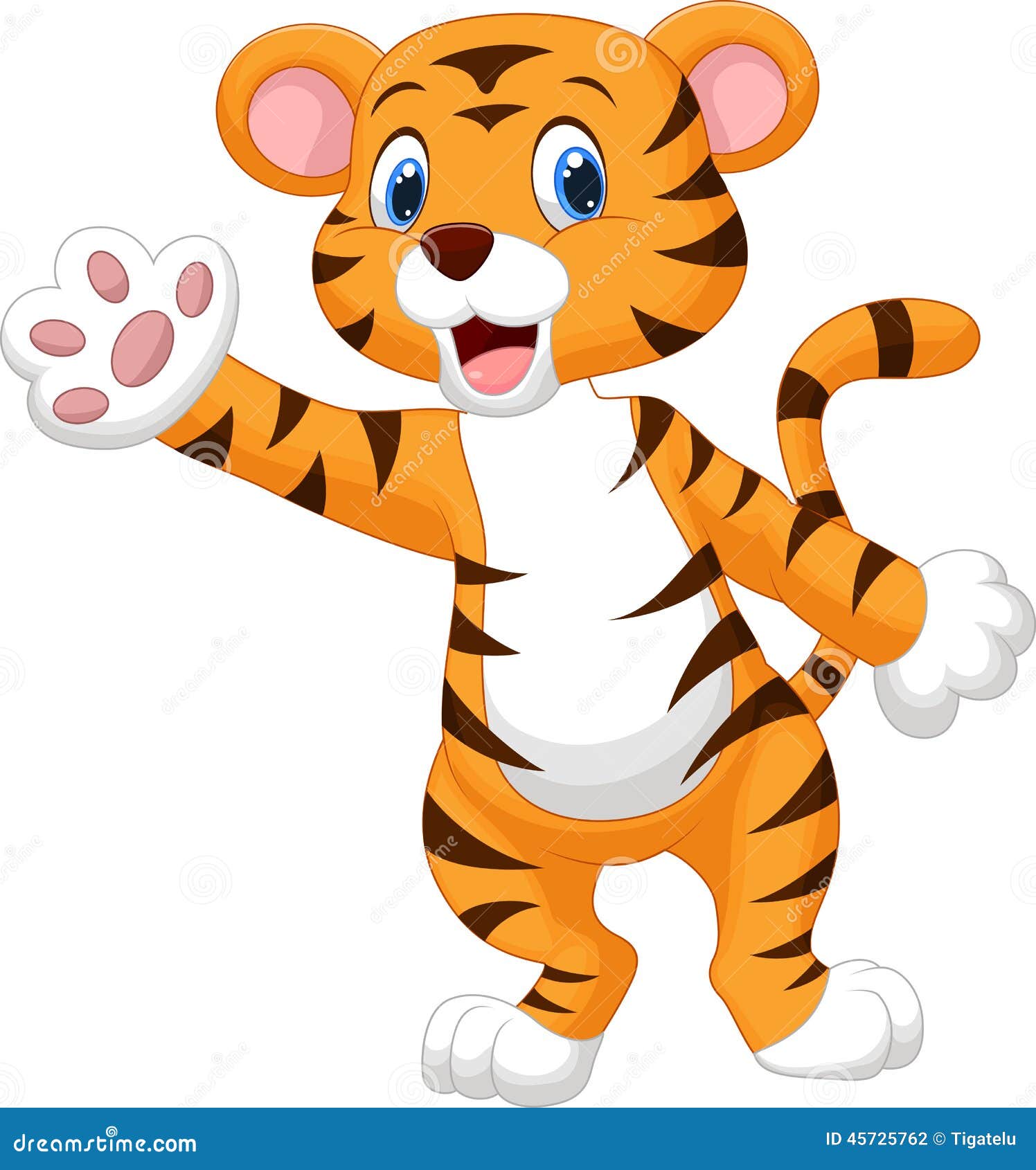 Cute tiger waving hand stock vector. Illustration of character - 45725762