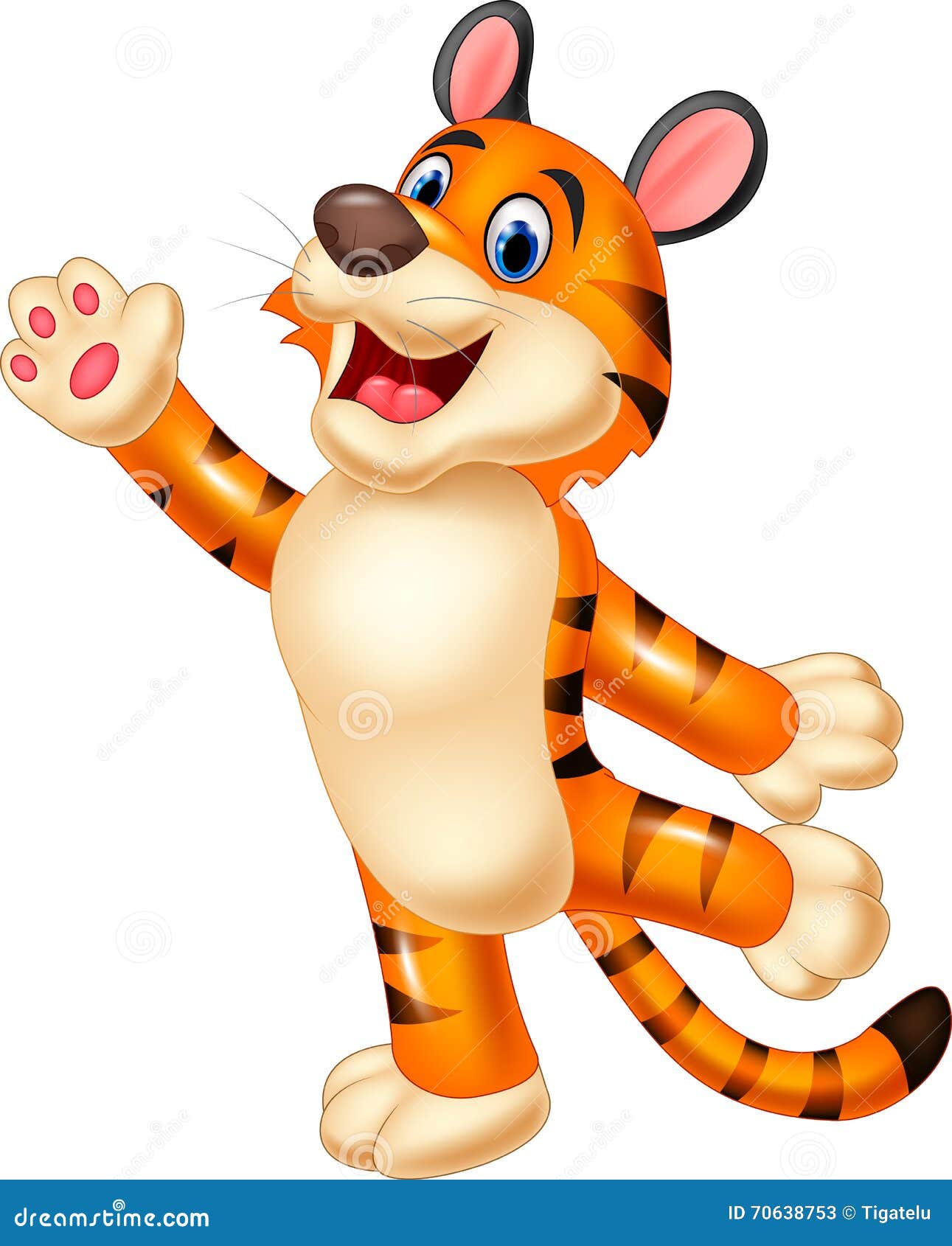 Cute tiger waving hand stock vector. Illustration of expression - 70638753