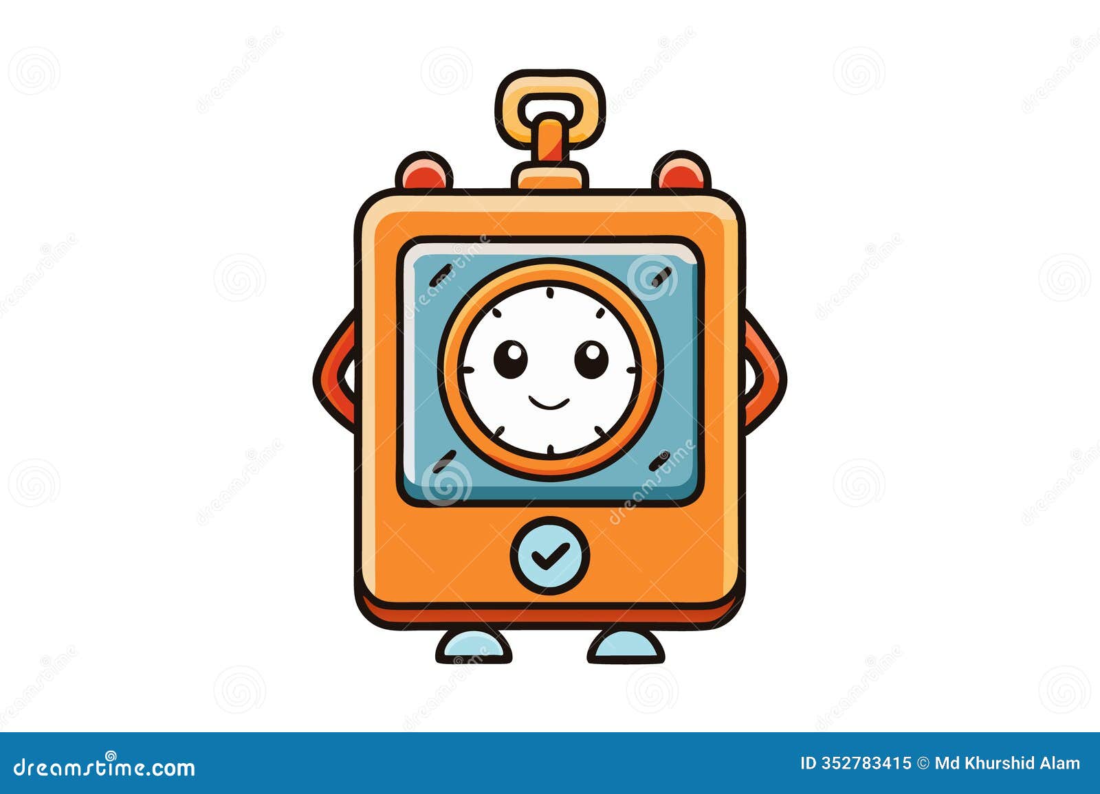 Cute Timer Character Featuring a Smiling Face, Colorful Design, and ...